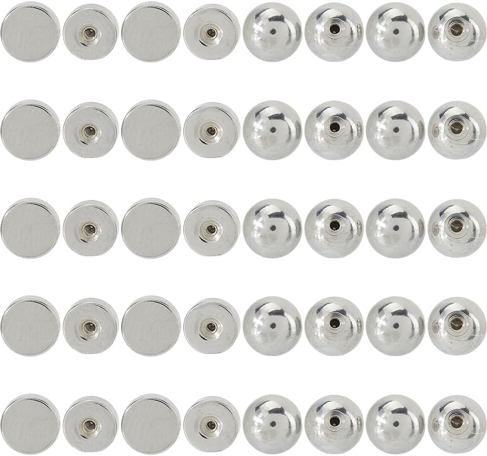40 Pcs Flat Back Earring Backs 4 Styles Silver Round Flat Round Earring ...
