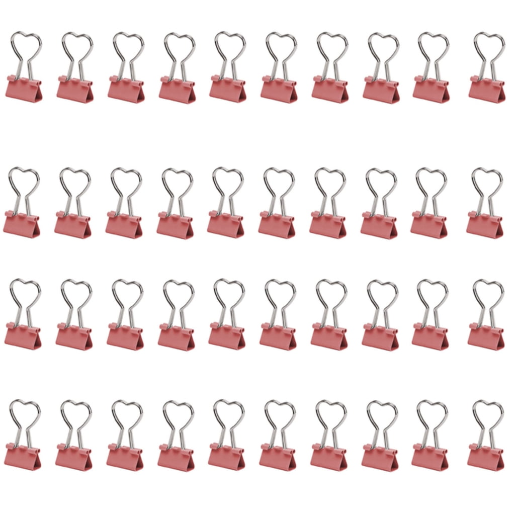 40 Pcs Foldback Clips Heart Shape Binder Clips Writing Paper Clips Bill ...