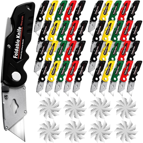 40 Pcs Folding Utility Knives Bulk with 80 Replacement Blades Heavy ...