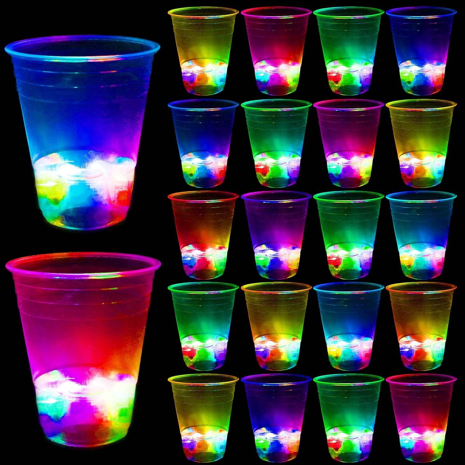 40 Pcs Glowing Party Cups,Pack with Flashing color Bright Glow-In-The ...