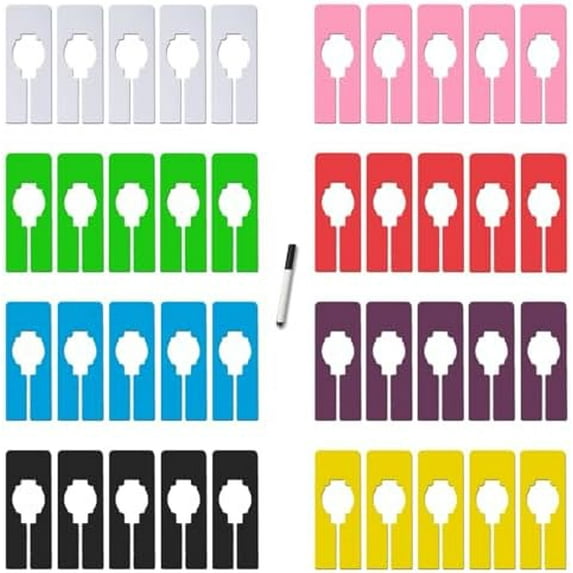 40 Pcs Hanging Closet Size Dividers - 8 Colors, Rectangular, Reusable ...