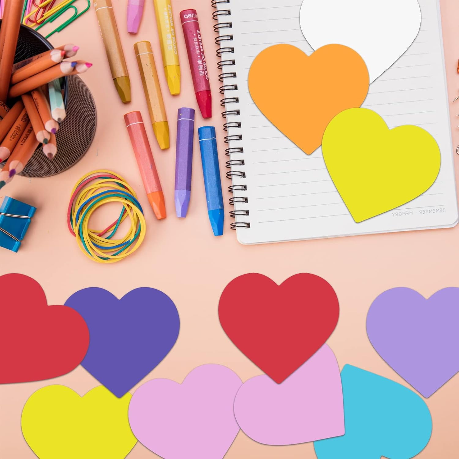 40 Pcs Heart Cutouts Paper Colorful Heart Shaped Die Cuts 6" Bulletin ...