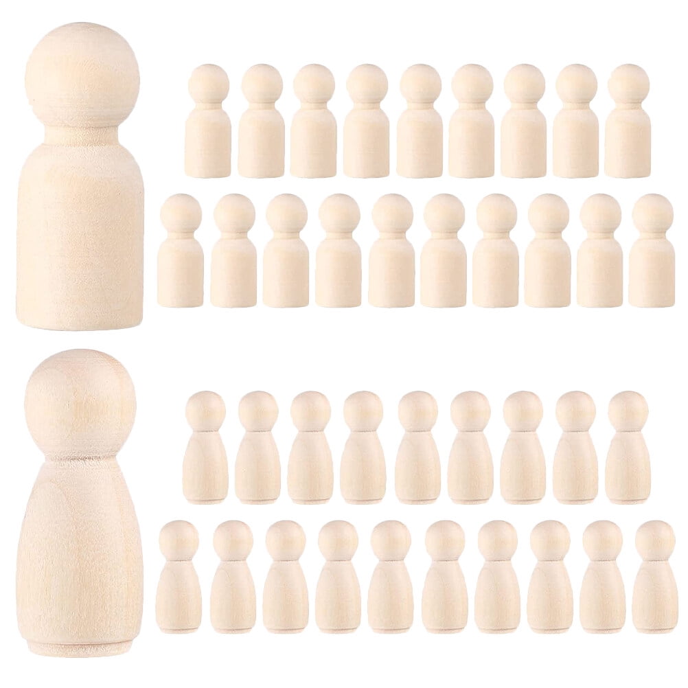 40 Pcs Hooks Nail Miniature Peg Dolls Family Bodies Child Painted ...