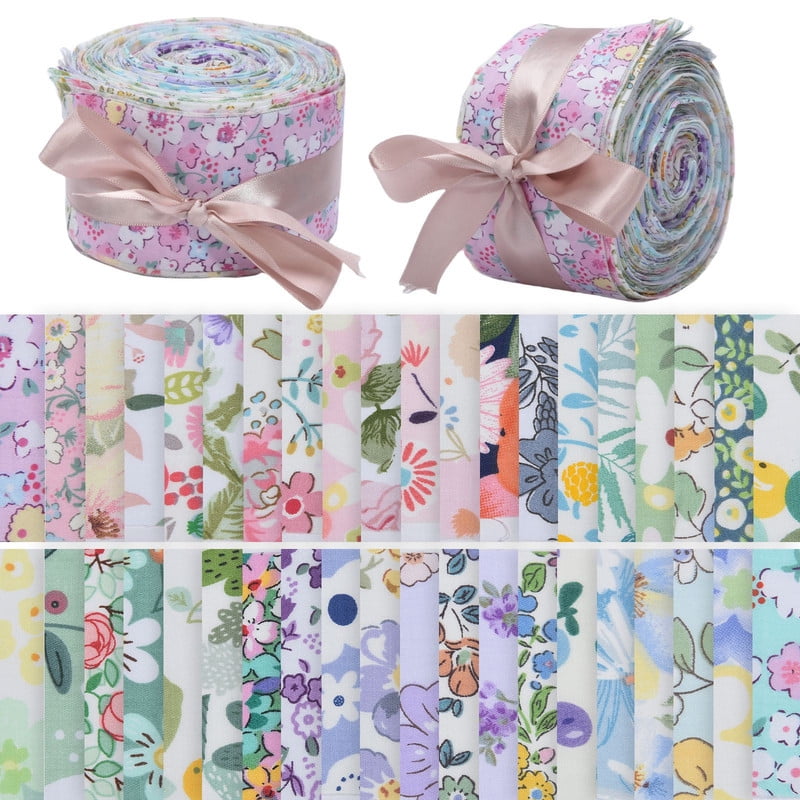40 Pcs Jelly Roll Fabric Strips for Quilting Fabric, Sewing Supplies ...