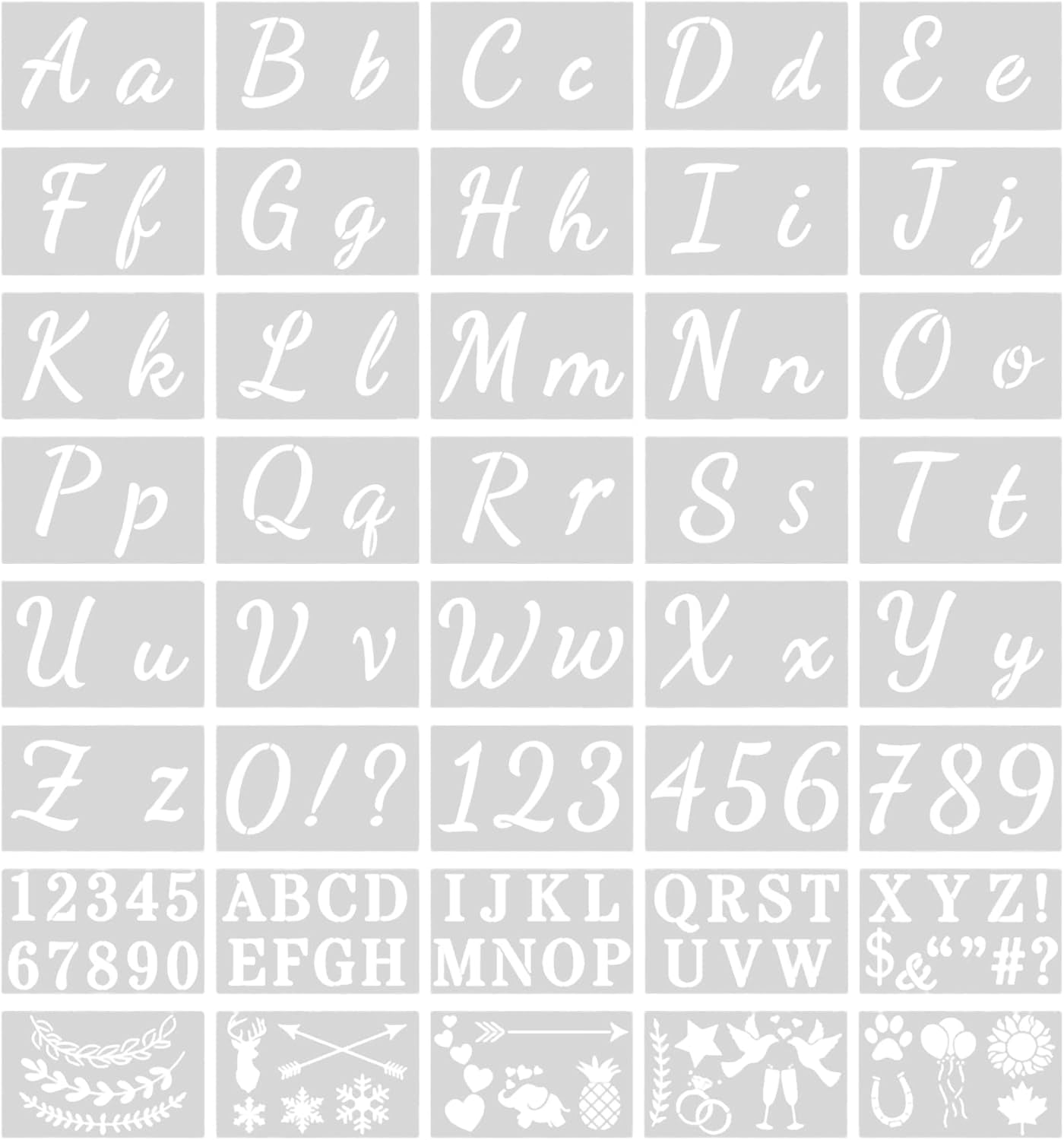 40 Pcs Letter Stencils, 128 Designs Number and Letter Alphabet Artistic ...