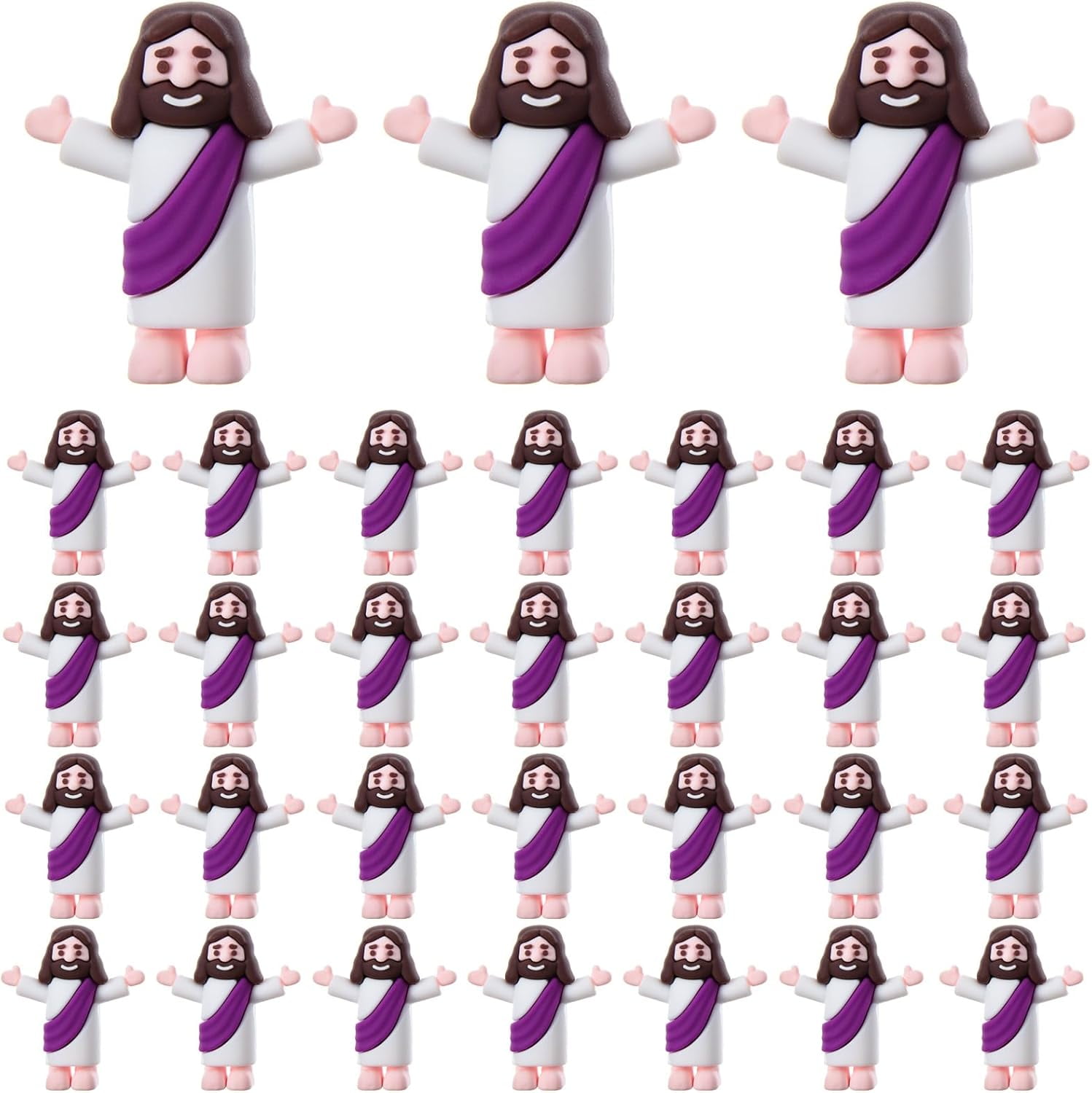 40 Pcs Little Jesus Figures Original Design Jesus Love You Mini Rubber ...
