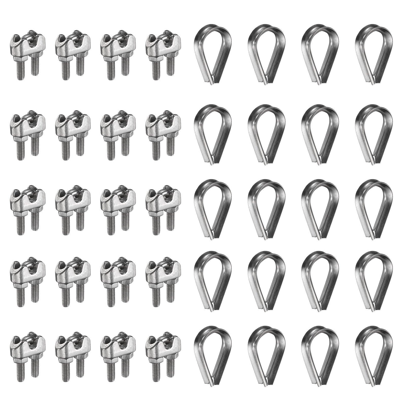 40 Pcs M3 1/8" Wire Rope U-Bolt Cable Clamps Saddle Fastener FOR Wire ...