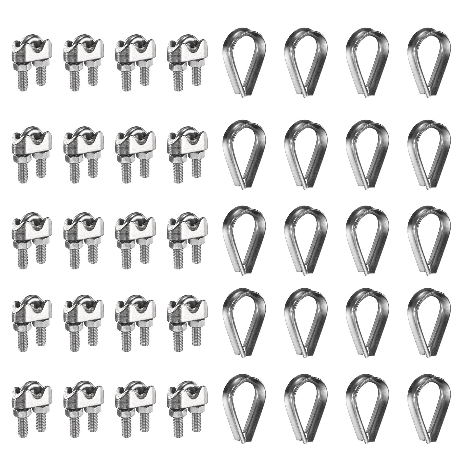 40 Pcs M5 3/16" Wire Rope U-Bolt Cable Clamps Saddle Fastener FOR Wire ...