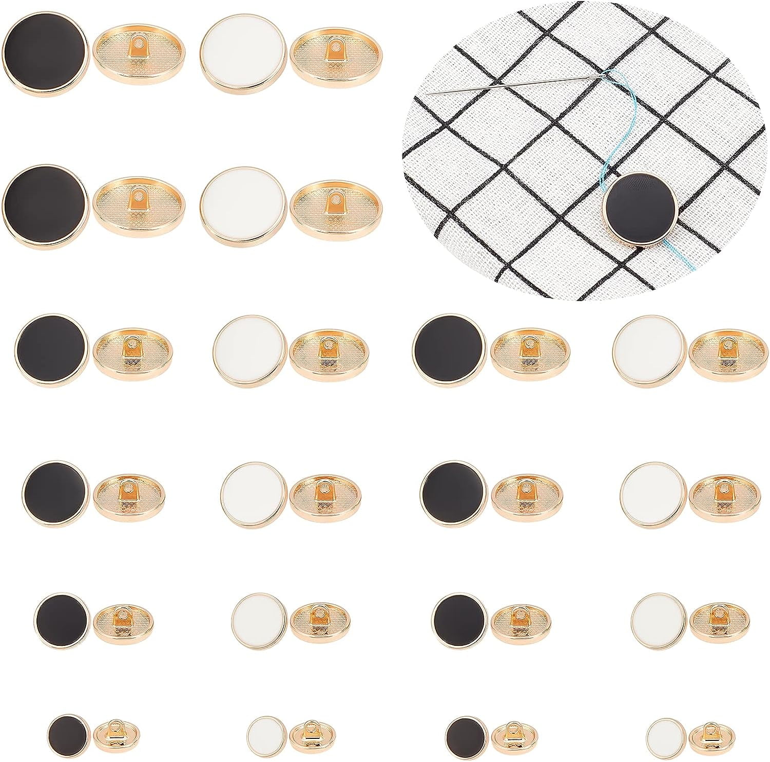 40 Pcs Metal Flat Buttons 10 Styles Golden Edge Coat Button Sewing ...