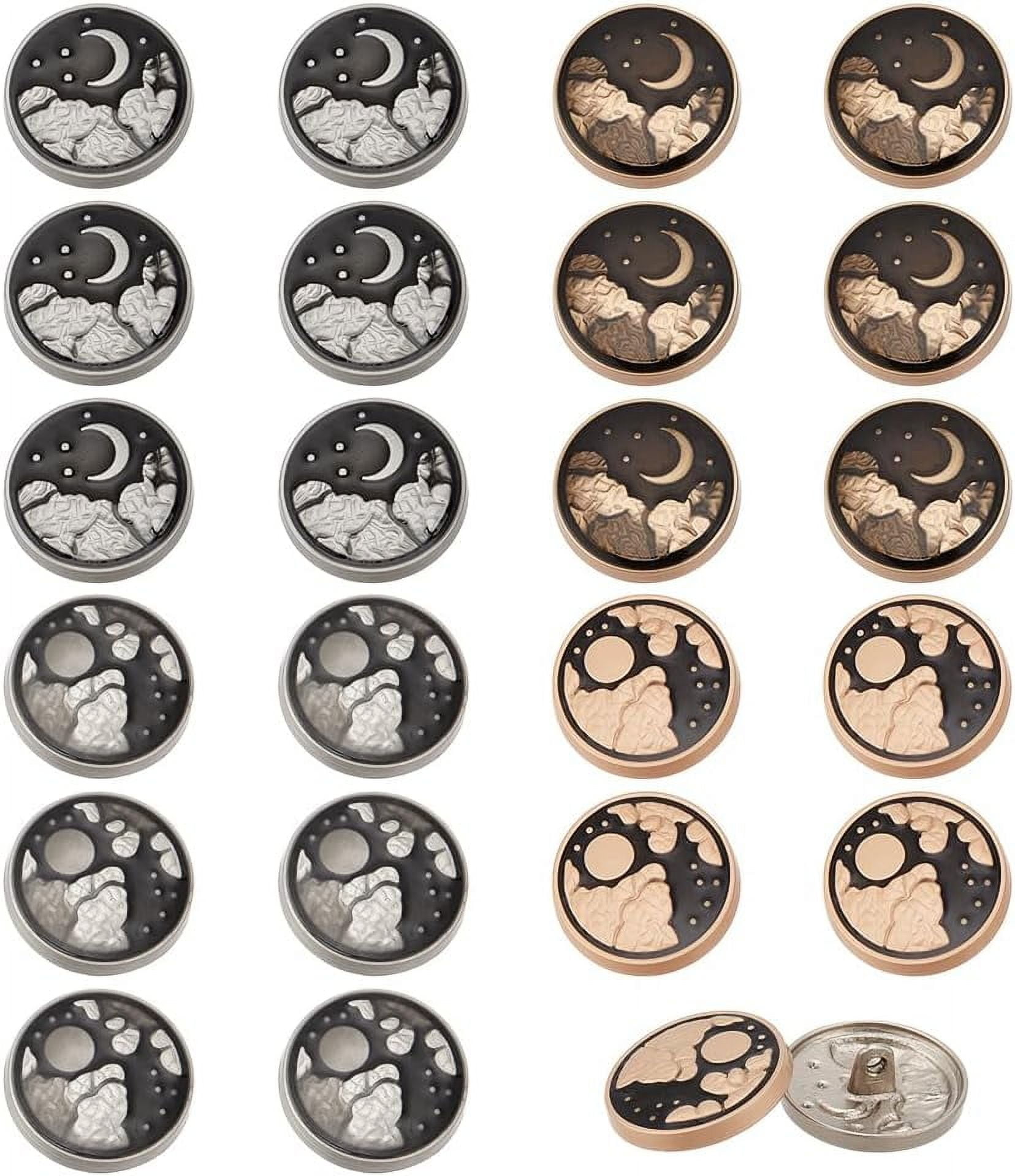 40 Pcs Metal Shank Buttons Sun Moon Imprint Metal Blazer Buttons 22.5mm ...