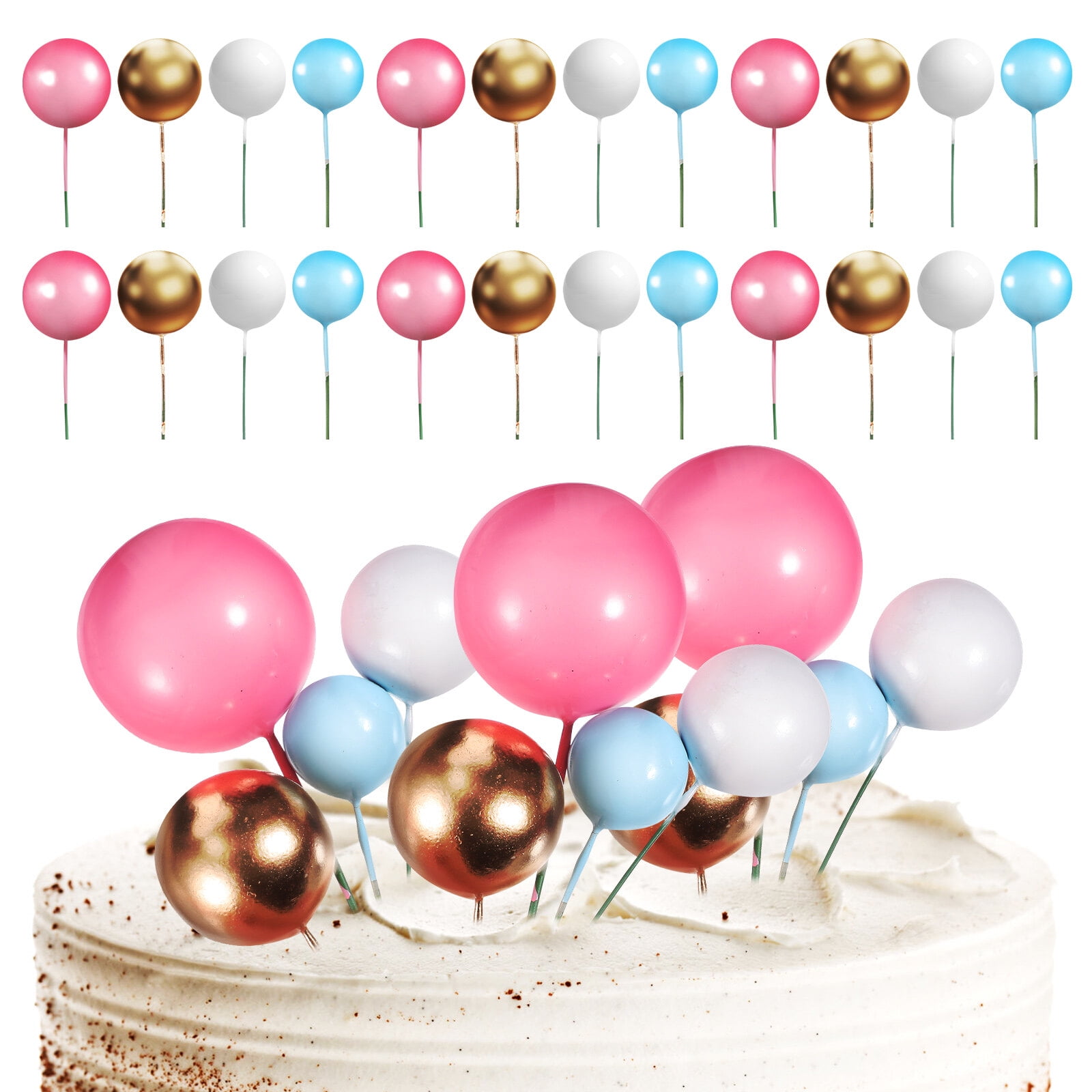 40 Pcs Mini Balloon Cake Toppers Foam Ball Cake Picks Cupcake Balls DIY ...