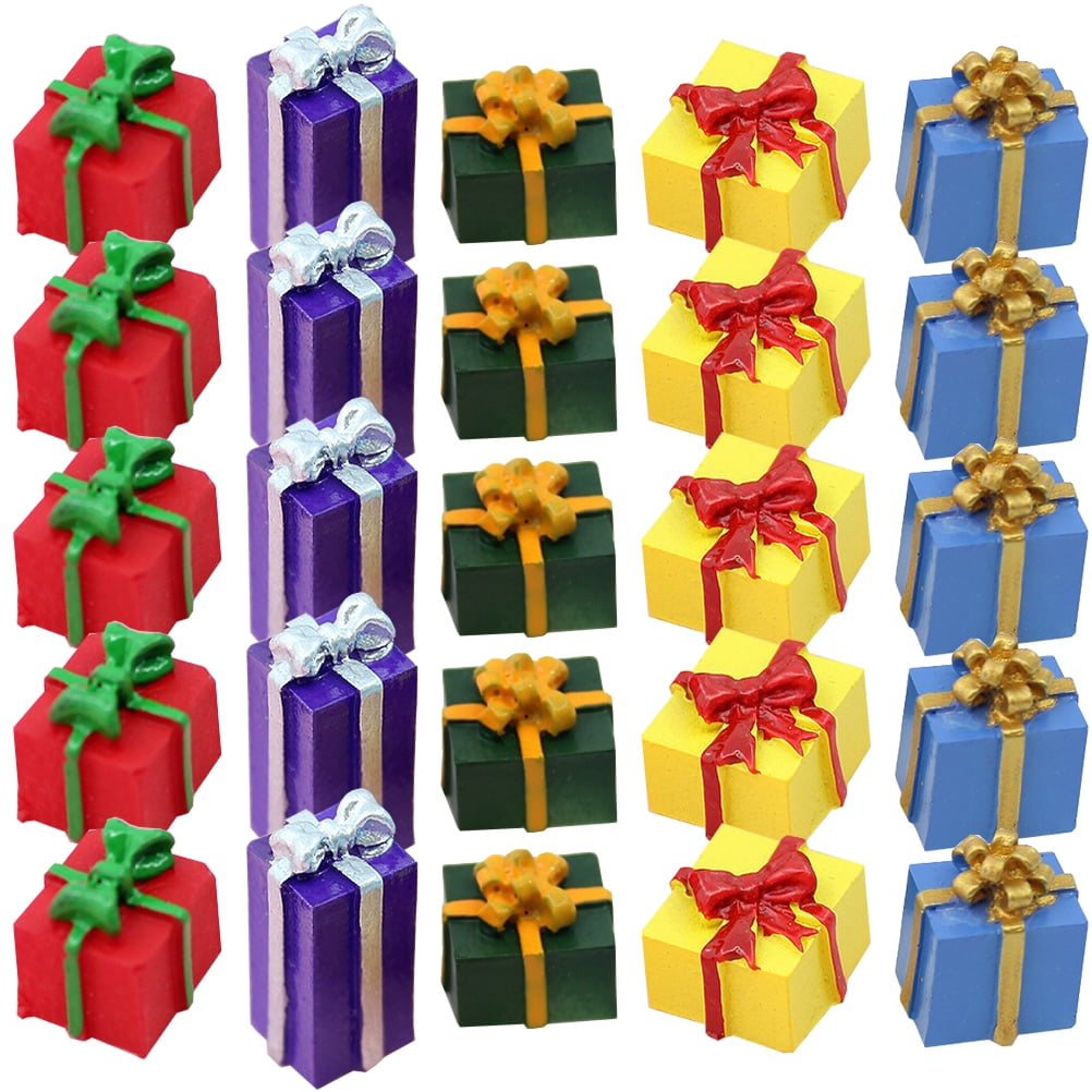 40 Pcs Christmas Decorations Resin Gift Box Exquisite Ornaments ...