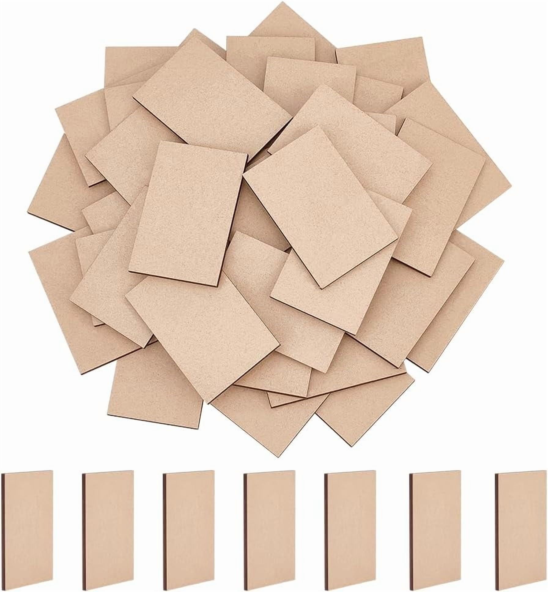 40 Pcs Mini Rectangle 1.6x2.4" MDF Bases Unfinished Blank Wood ...
