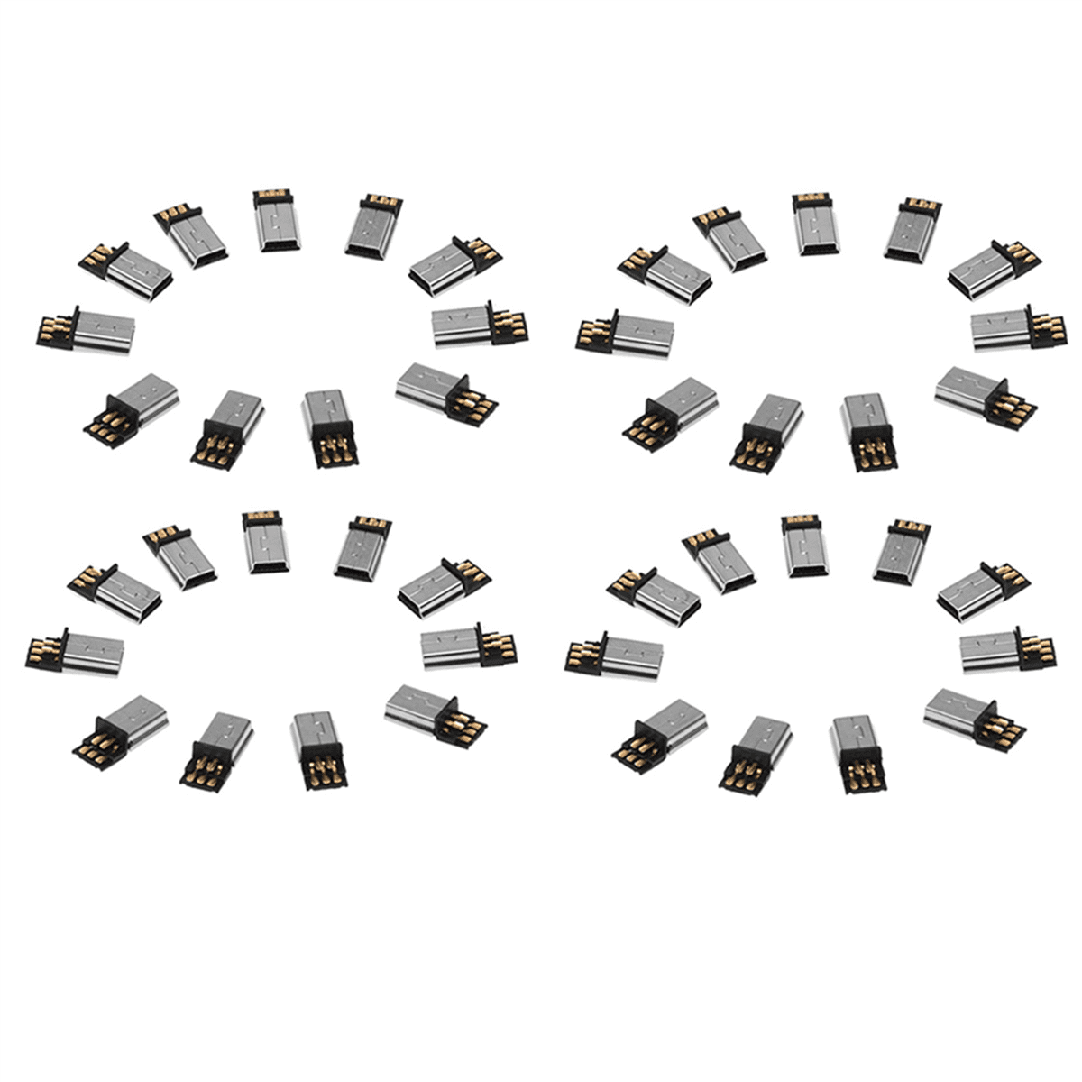 40 Pcs Mini USB 5 Pin Male Plug DIY SMT Connector Silver Tone Dark Gray ...