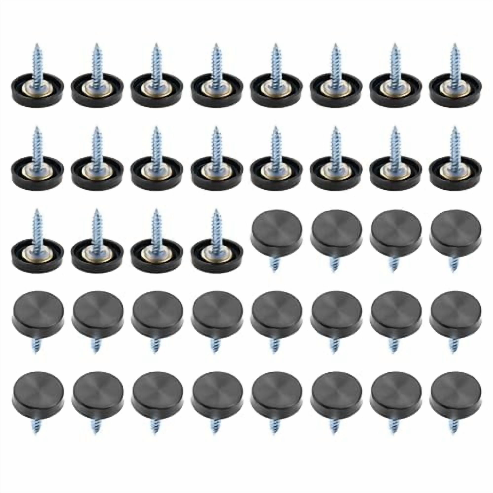 40 Pcs Mirror Screw Cover Cap 0.63"/16mm Diameter Black 304 Metal ...