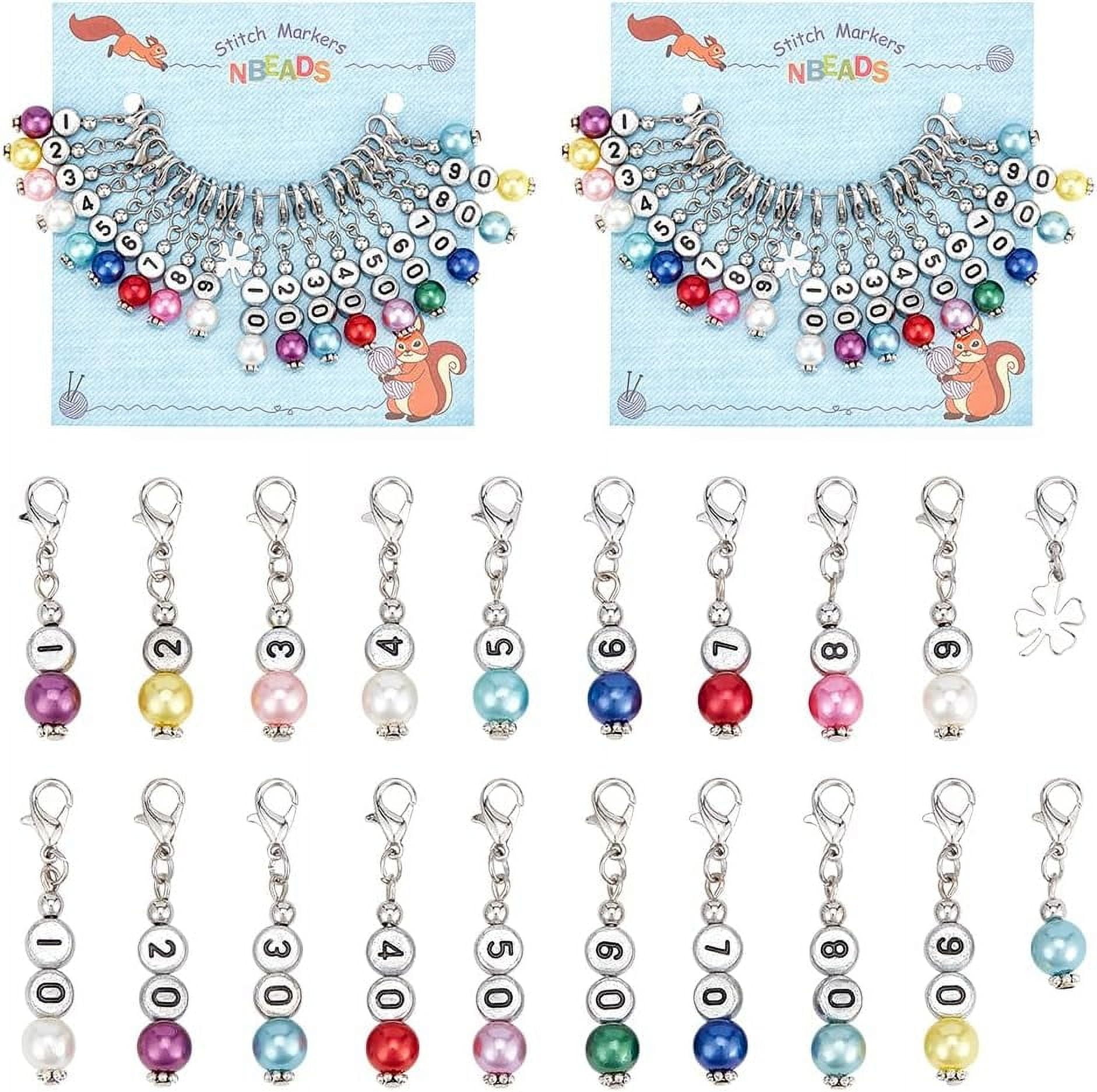 40 Pcs Number Beads Stitch Markers Acrylic Pearls Crochet Marker ...