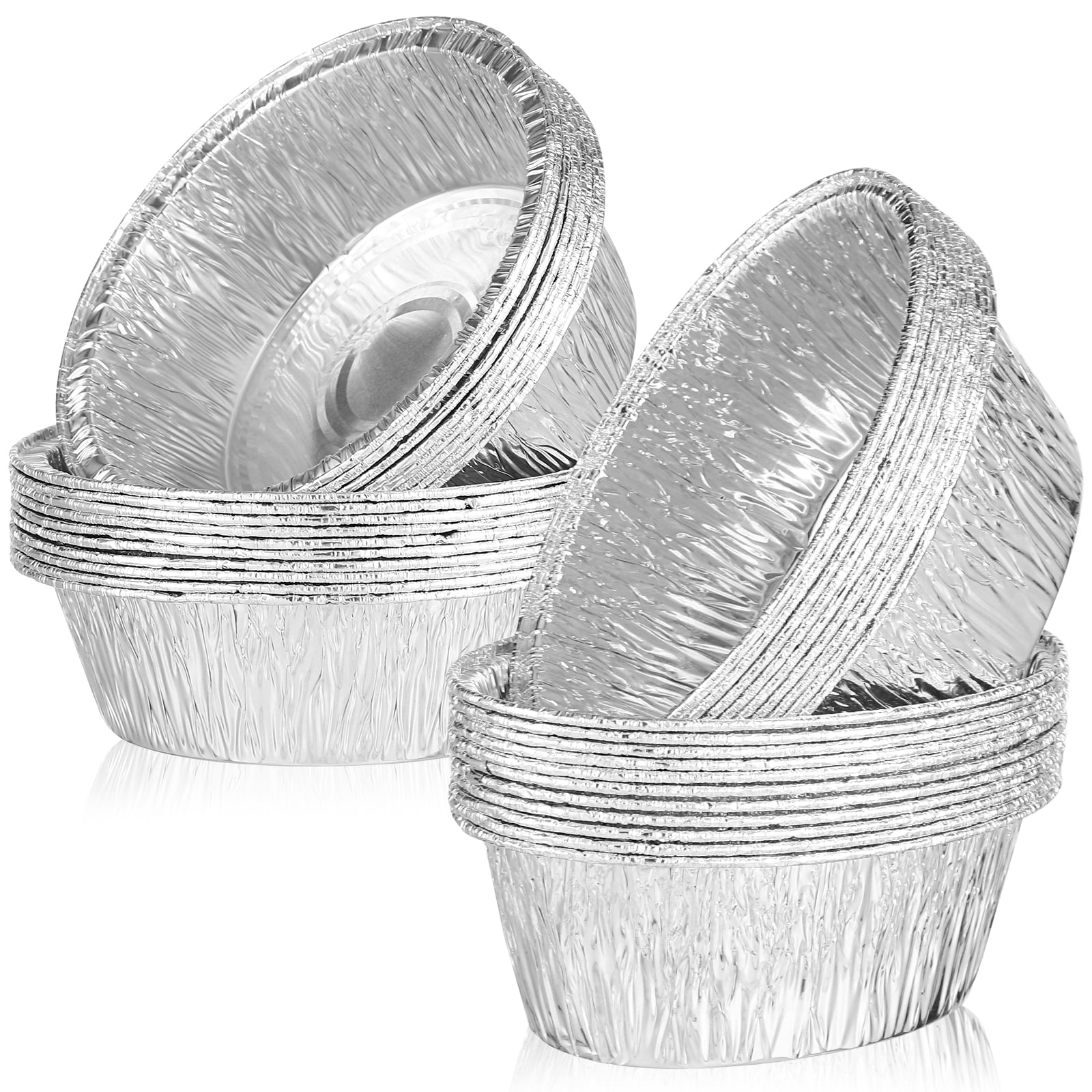 40 Pcs Oven Bread Round Tinfoil Plate Oval Pie Dishes Small Pans ...