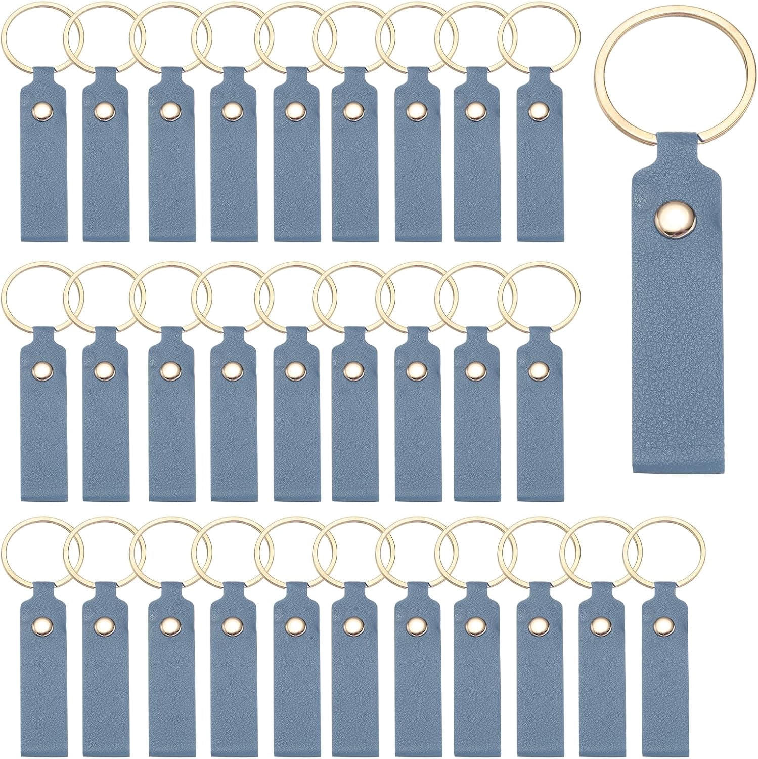 40 Pcs PU Leather Keychain Blanks Bulk Laser Engraving Key Fob Kit with ...