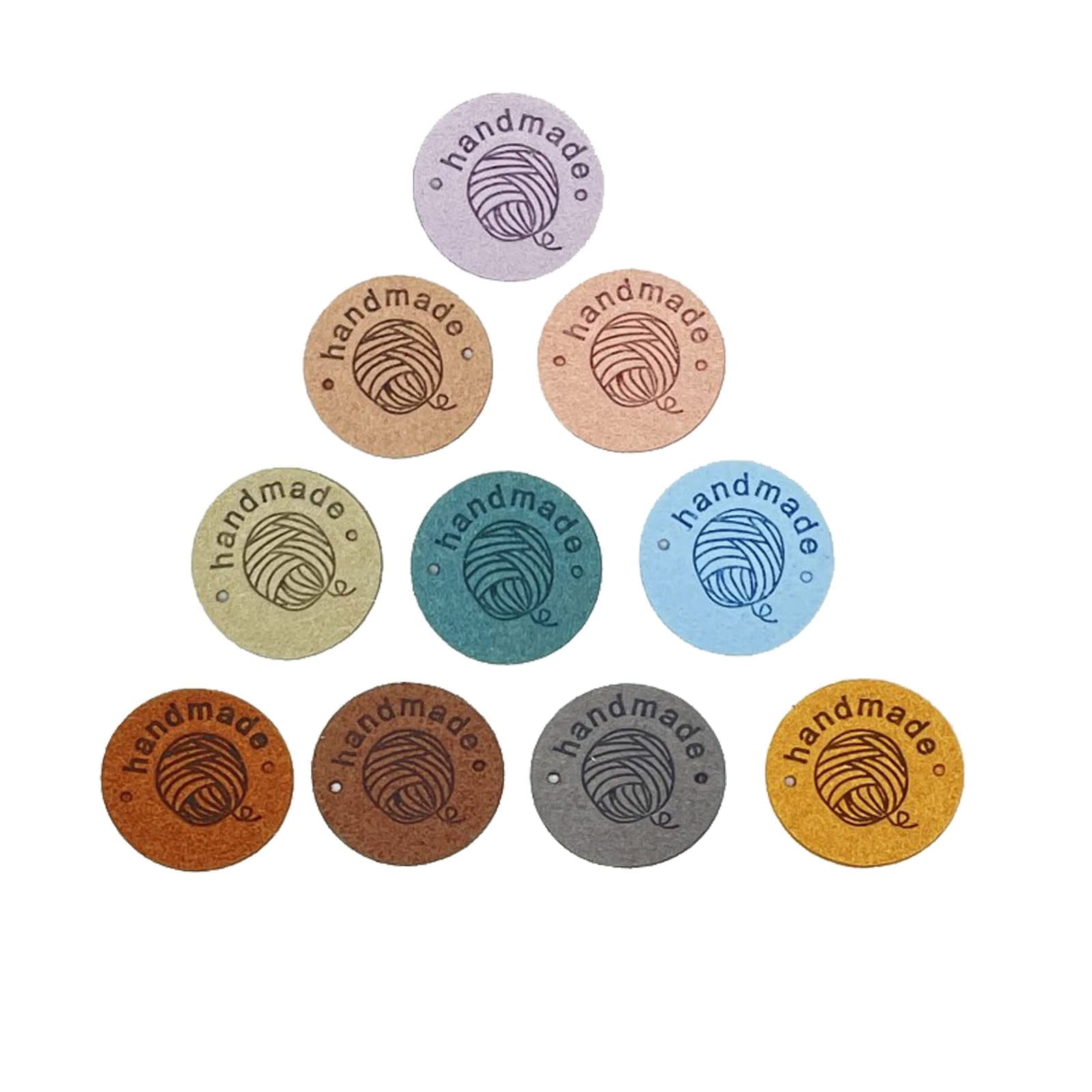 40 Pcs PU Leather Label Faux Leather Handmade Sew on Tag Label Handmade ...