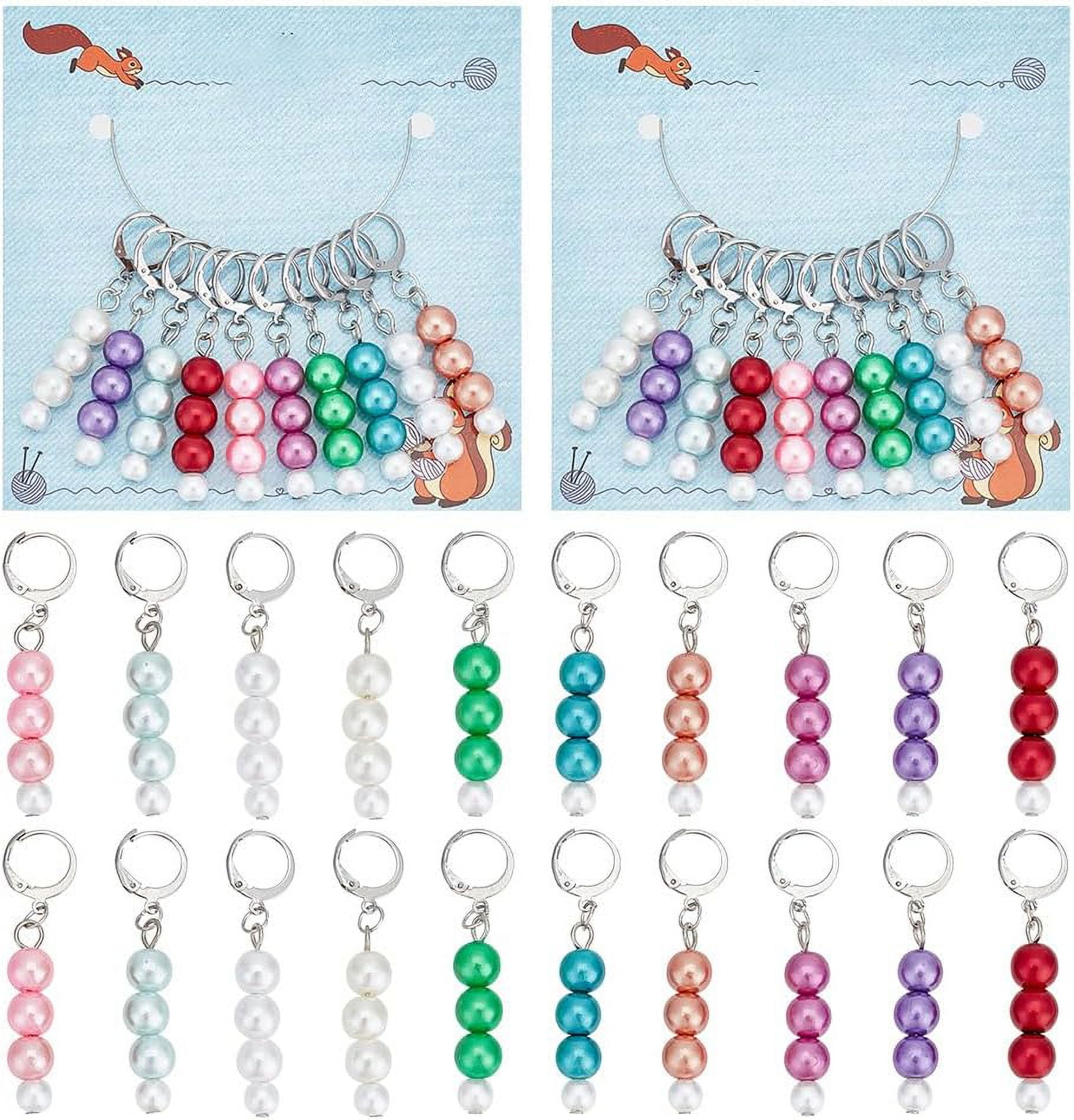40 Pcs Pearl Bead Stitch Markers Plastic Dangle Charms Alloy Crochet ...