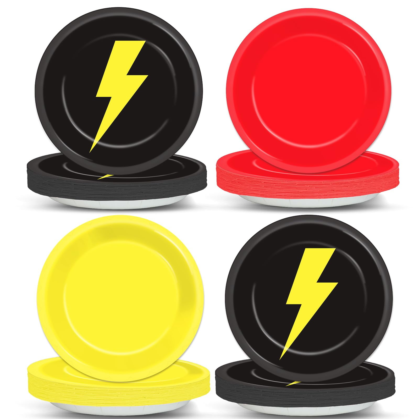 40 Pcs Pikachu Plates Cartoon Game Birthday Party Plates with Lightning ...