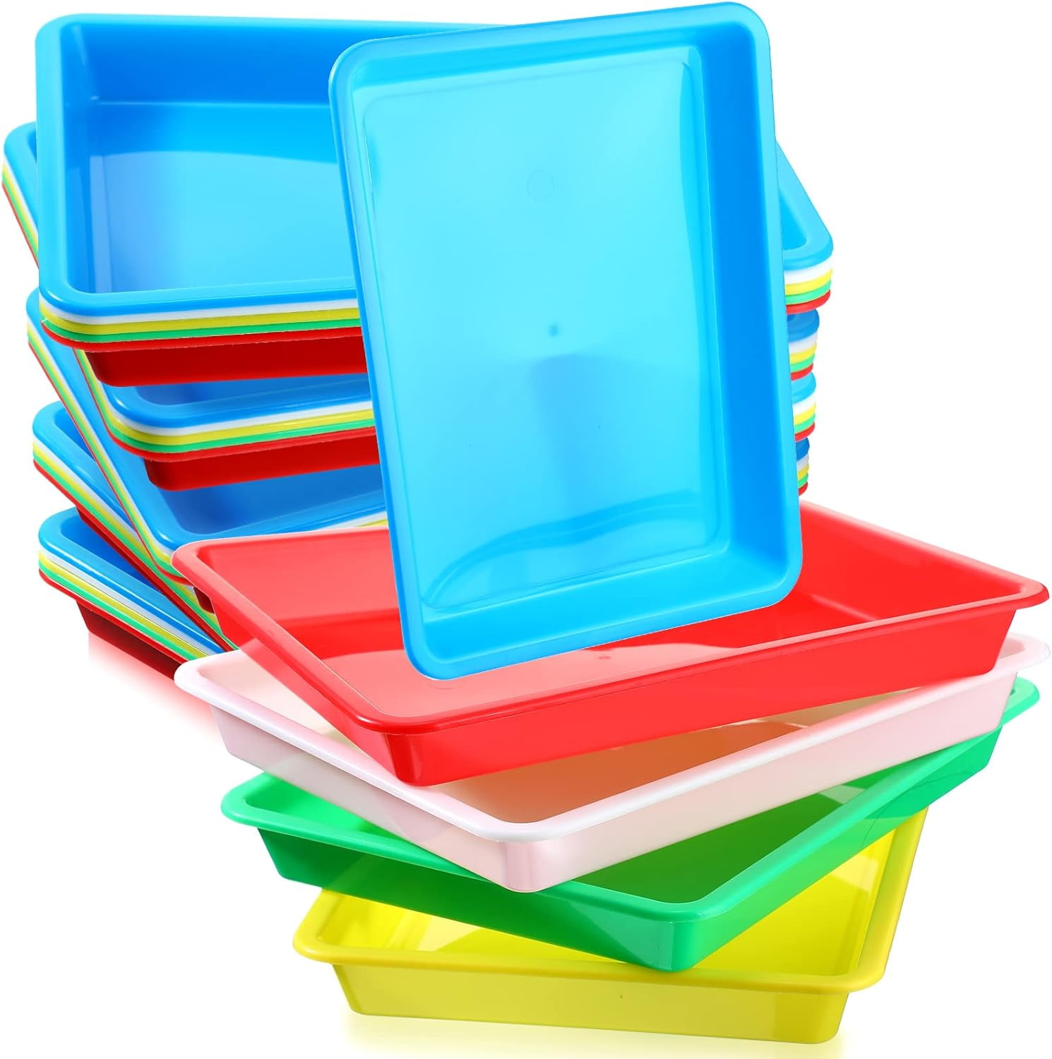 40 Pcs Plastic Art Trays Stackable Art Trays for Kids Plastic Trays ...
