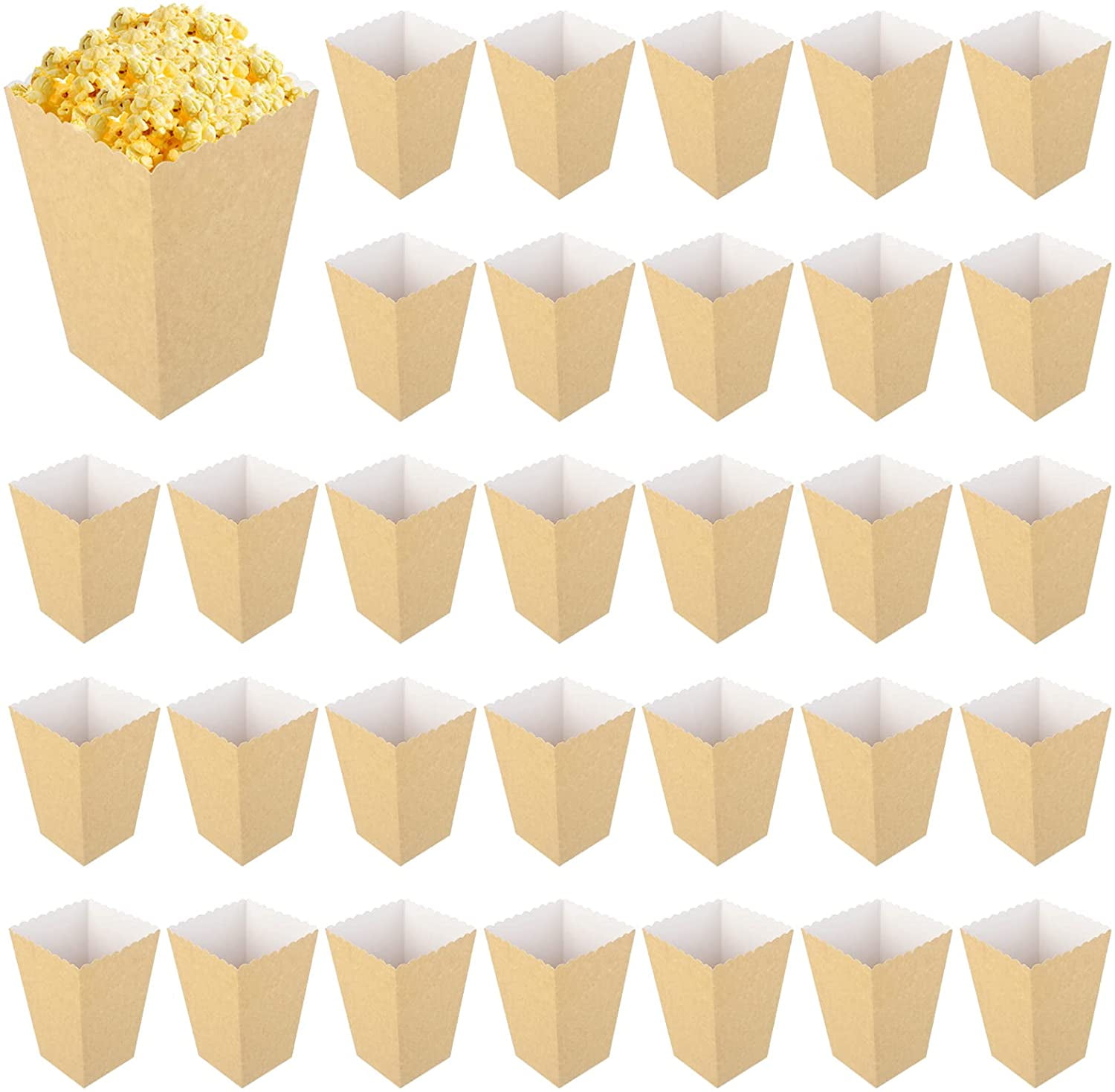 40 Pcs Popcorn Boxes Kraft Paper Favour Food Grade Cardboard Candy ...