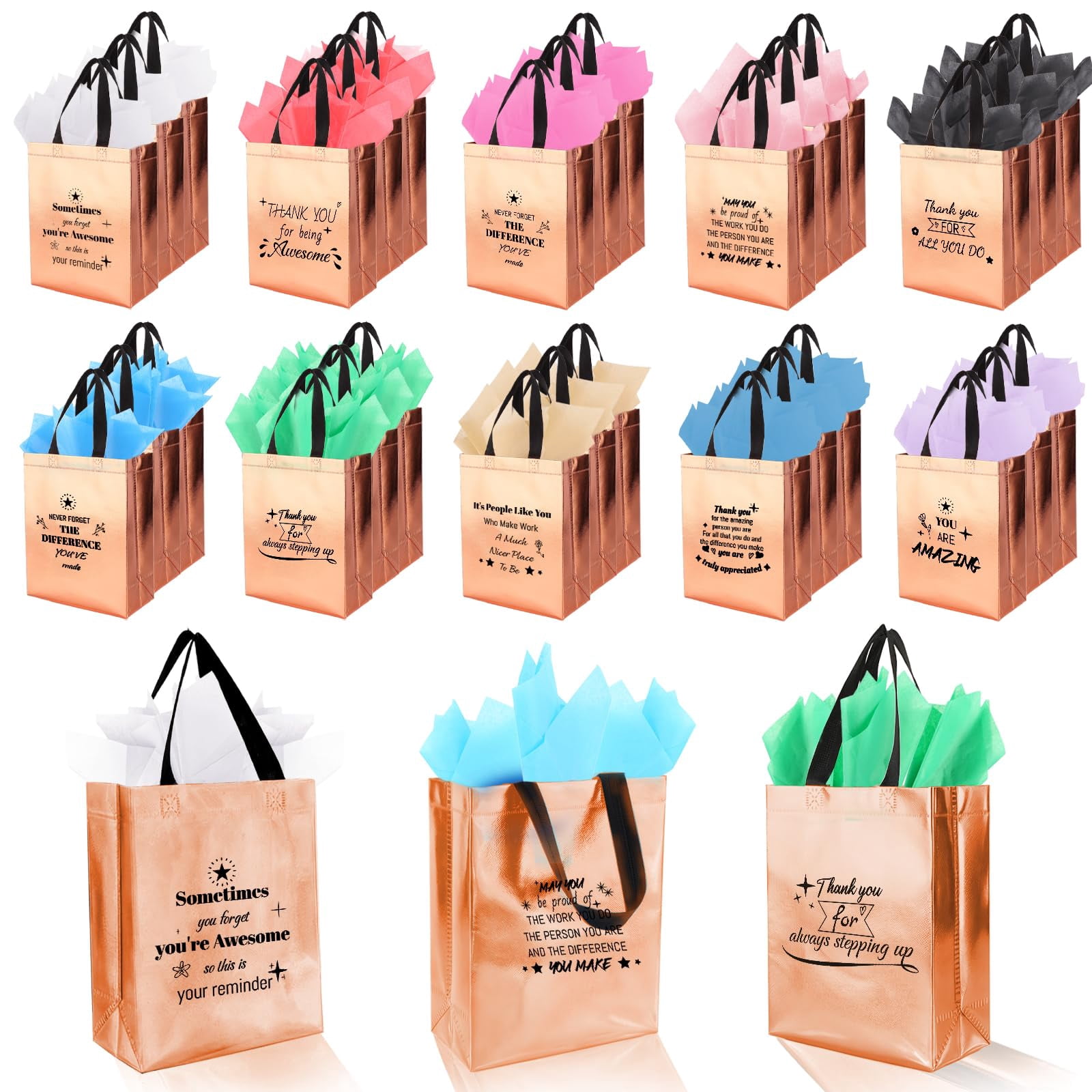 40 Pcs Reusable Gift Bags with Handles - Include 20 Iridescent Gift ...