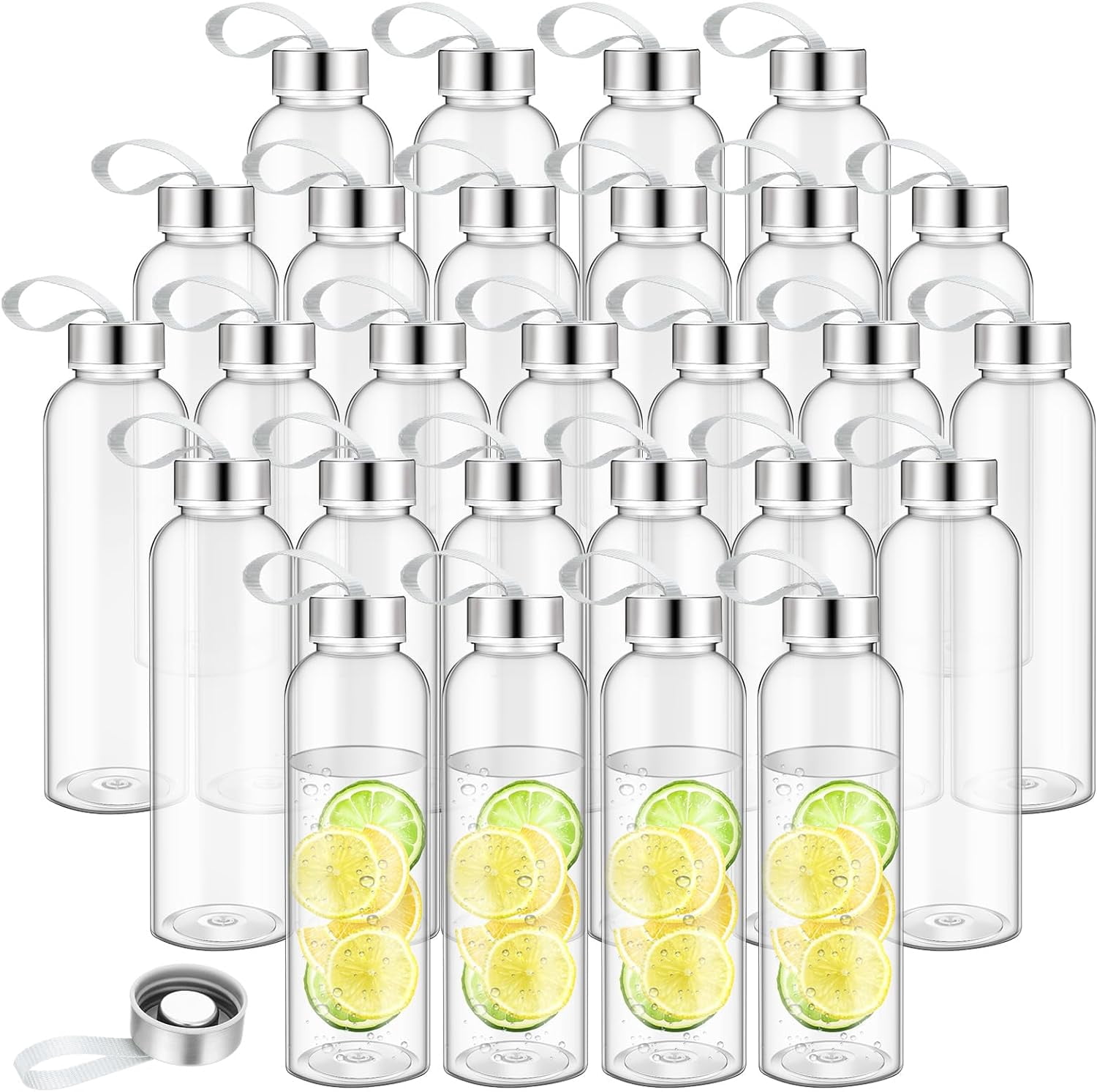 40 Pcs Reusable Water Bottles Bulk Clear Bottles with Stainless Steel ...