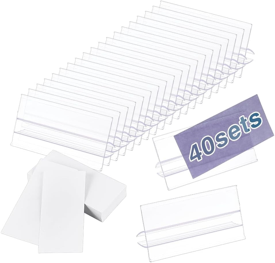 40 Pcs Shelf Label Holder PVC Clear Price Tag Holder Clips On to ...