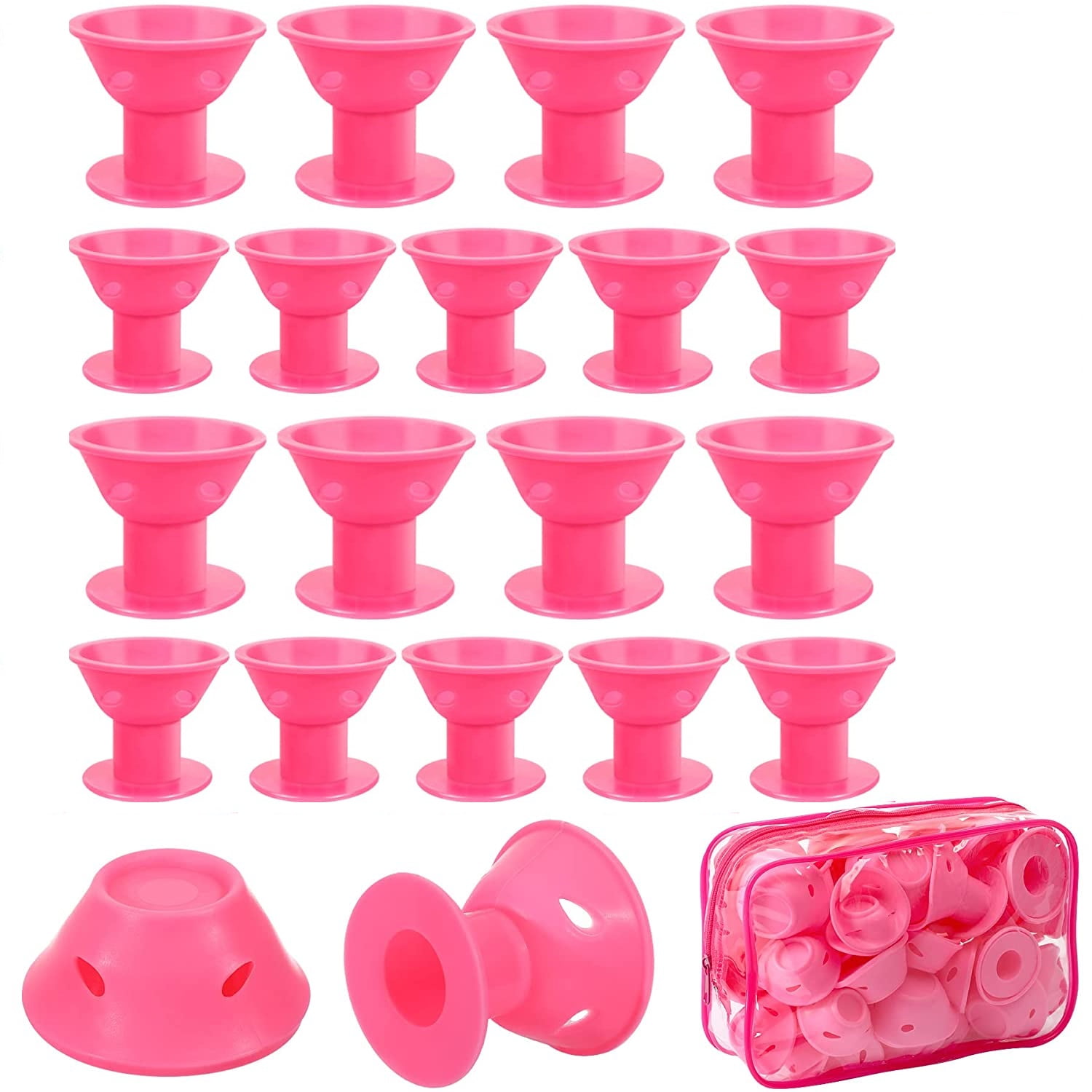 40 Pcs Silicone Hair Rollers,Heatless Curling Rod Headband,Pink Include ...