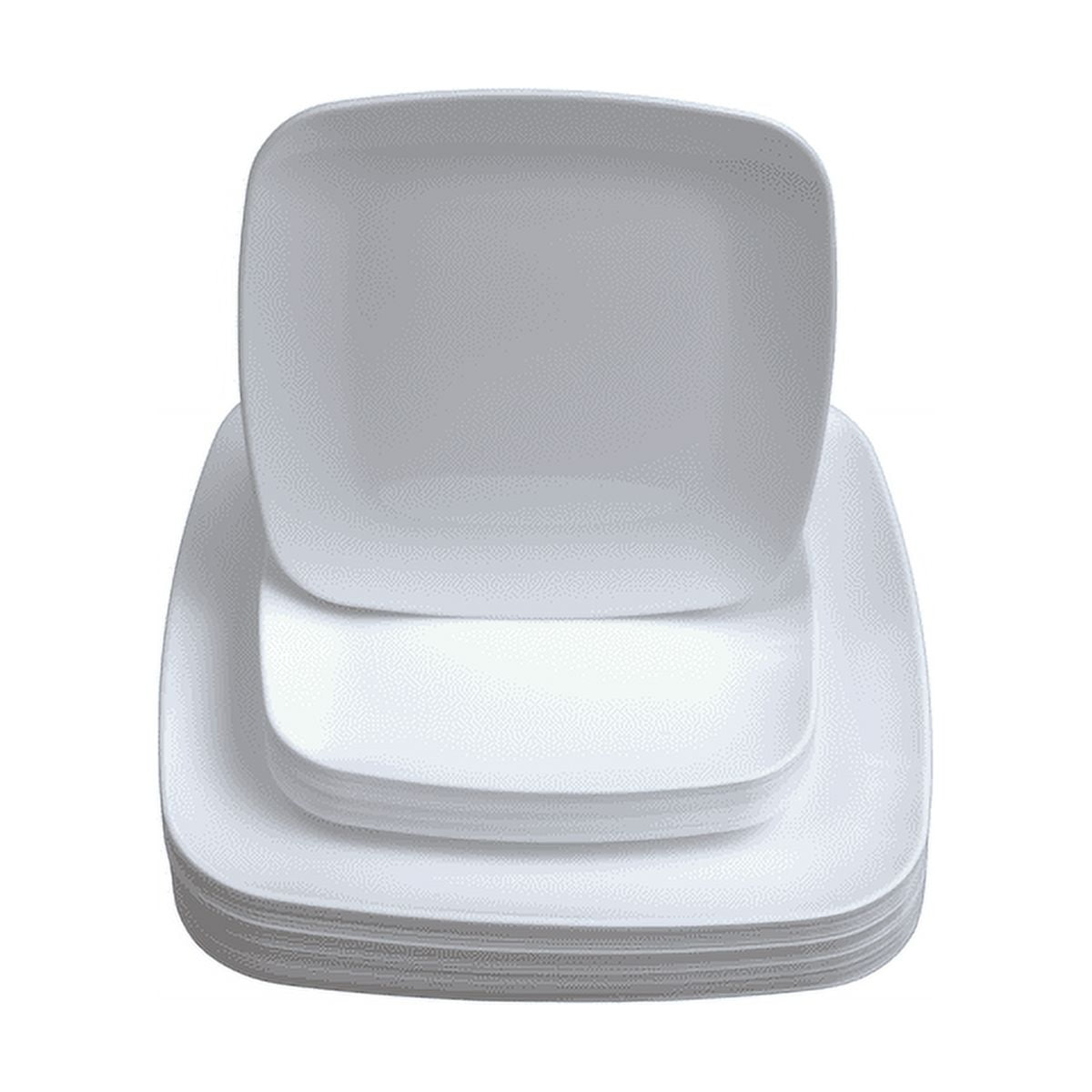 40 Pcs, Square Modern Disposable Plastic Plates Combo Pack - White for ...