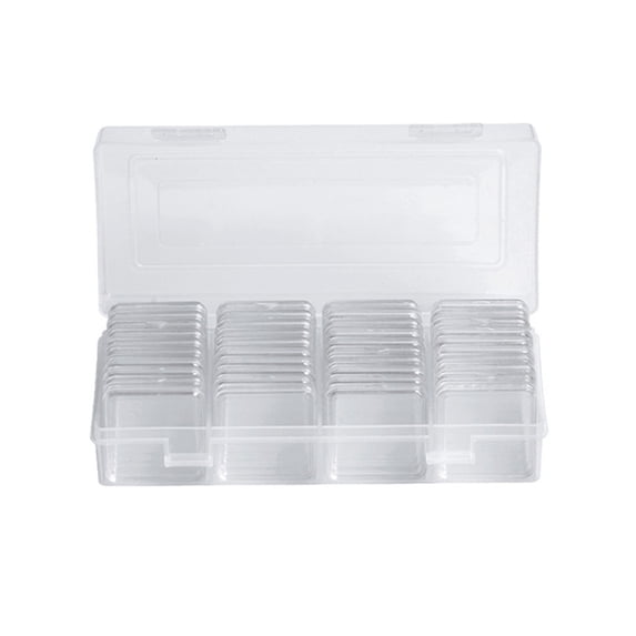 40 Pcs Square Plastic Coin Collection Boxes Storage Holder Container ...