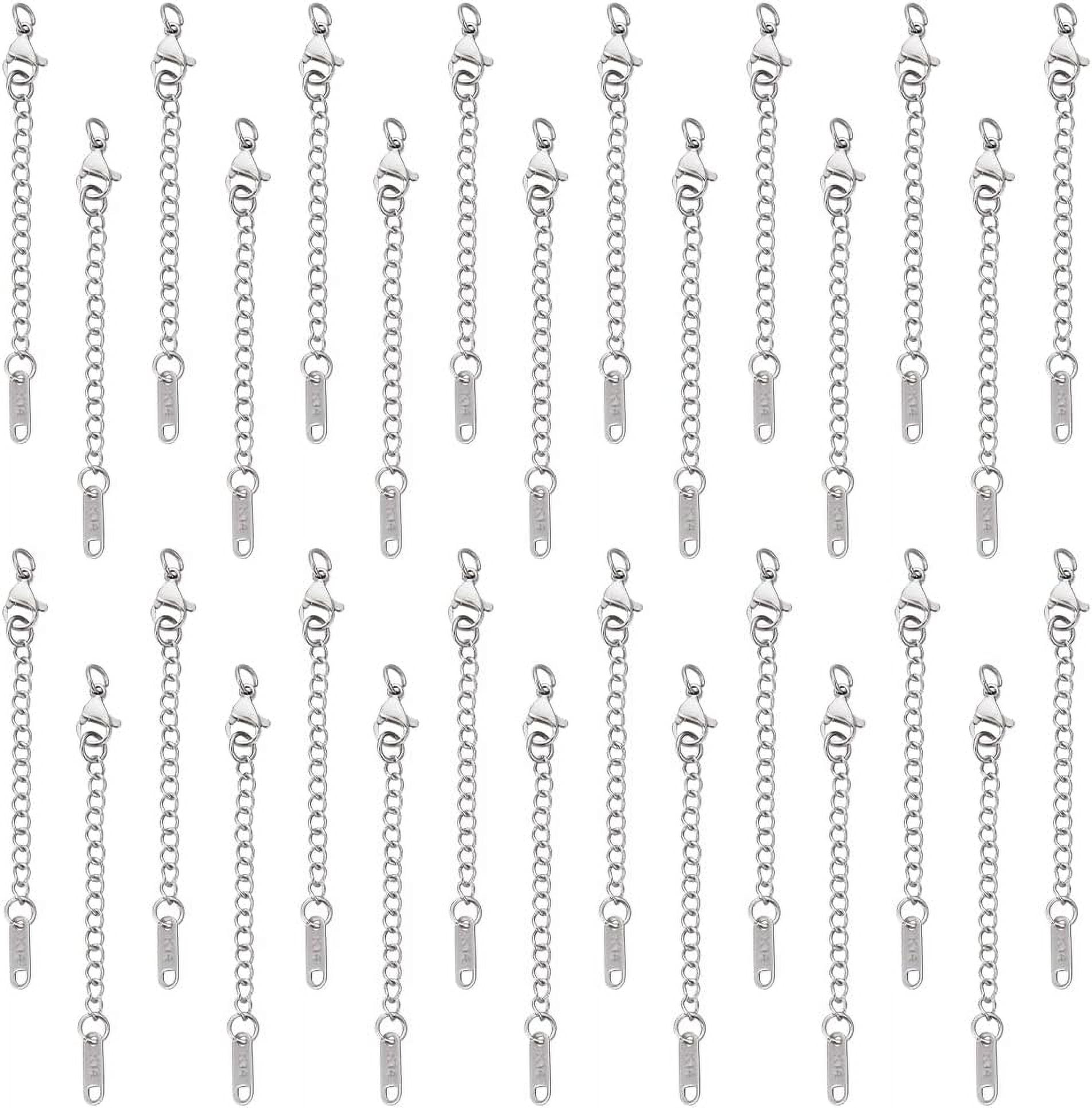 40 Pcs Stainless Steel Chain Extender 64~80mm Chain Extension Necklace ...