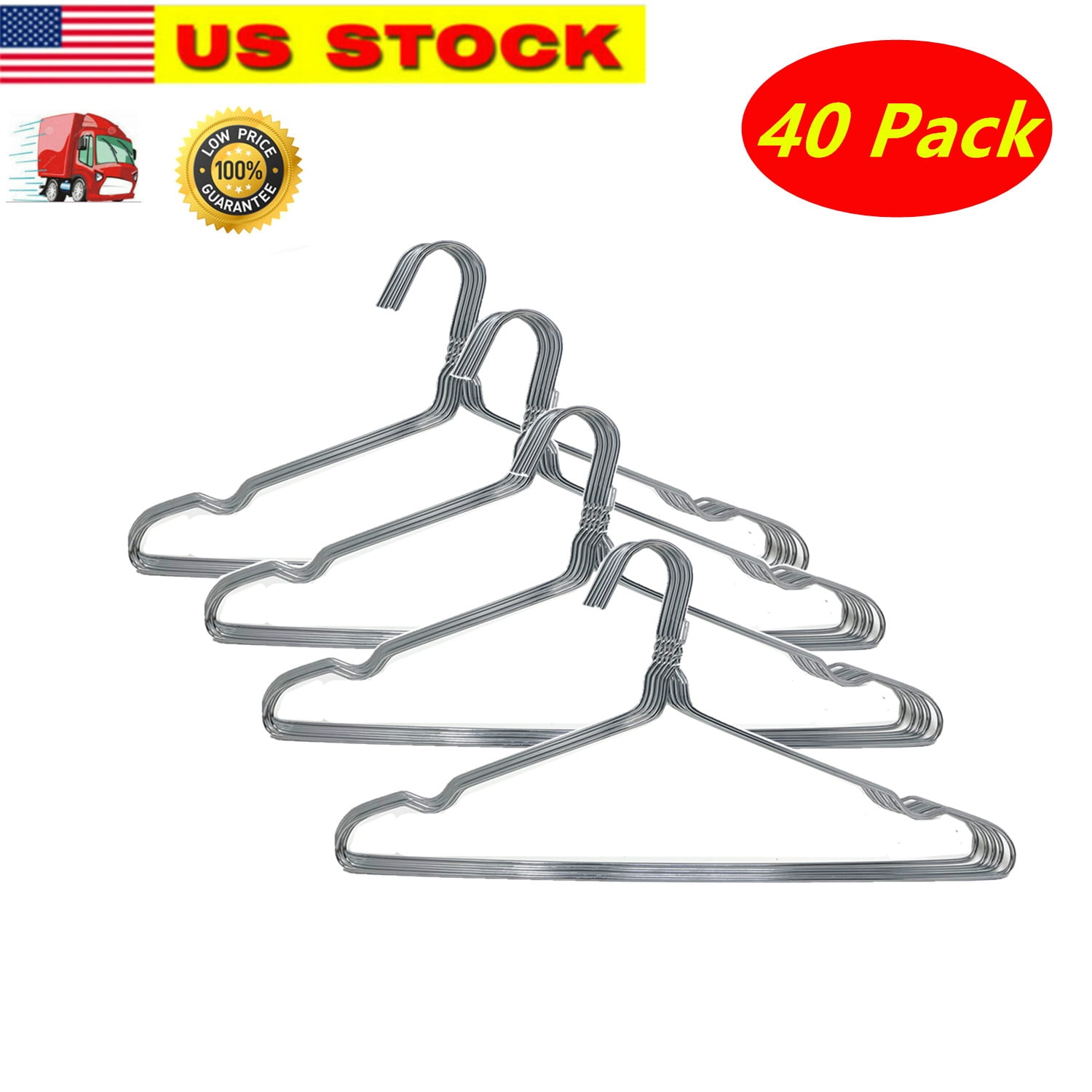 40 Pcs of Stainless Steel Wire Coat Hangers, Strong Heavy Duty Hangers ...