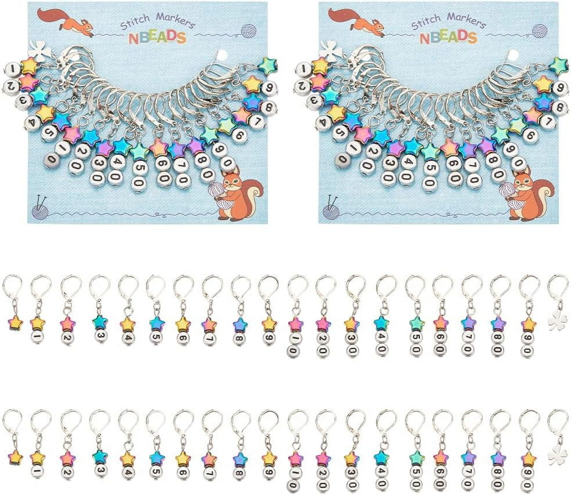 40 Pcs Star Number Stitch Markers Mixed Material Crochet Stitch Marker ...