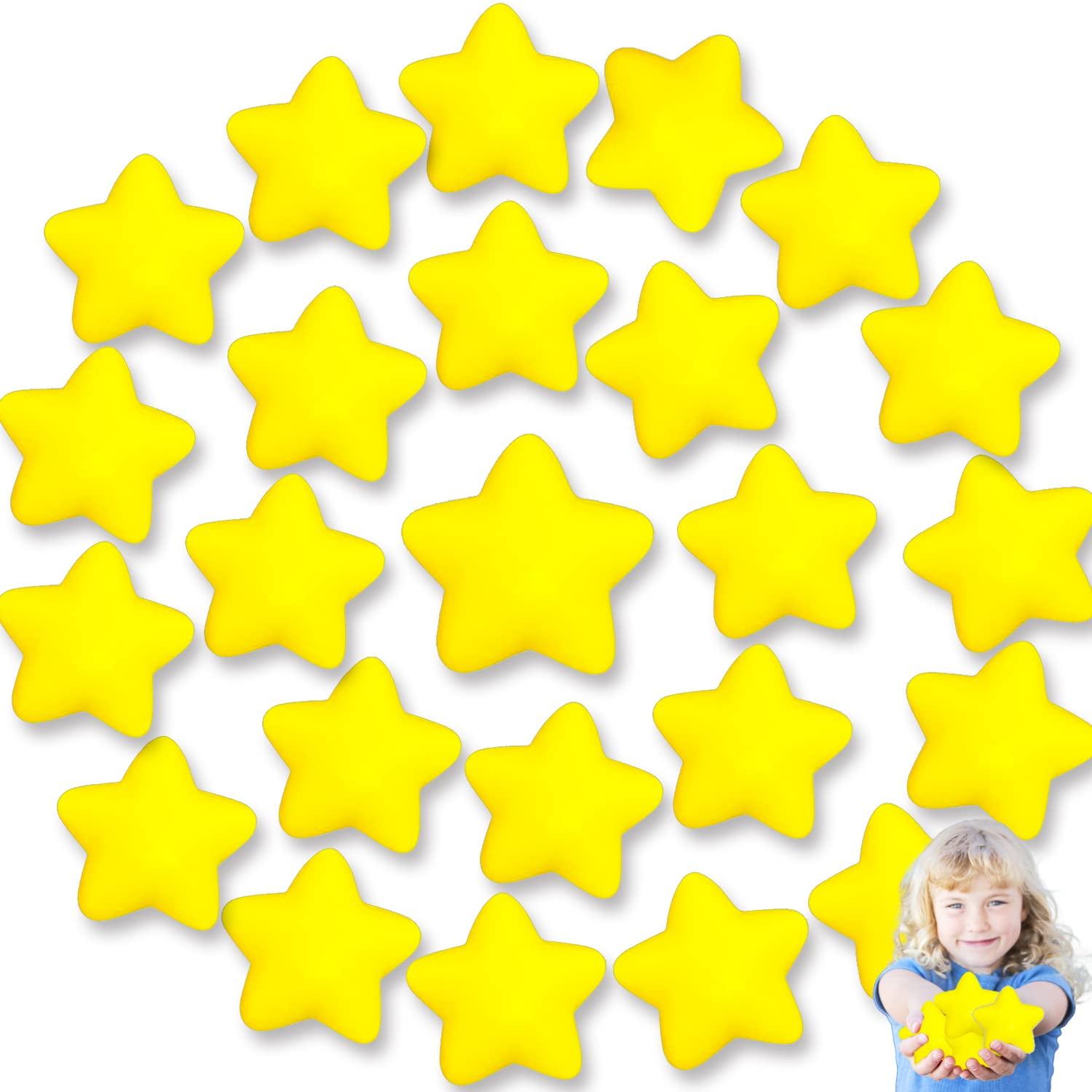 40 Pcs Star Stress Balls, Mini Foam Squeeze Balls, Yellow Anxiety ...