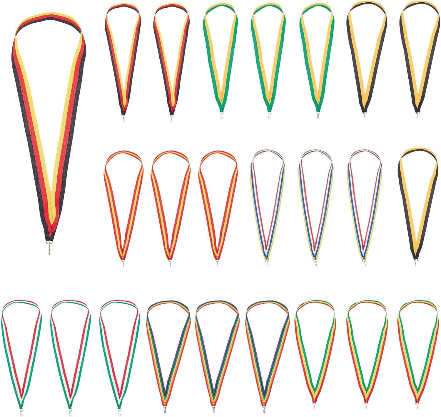 40 Pcs Striped Medal Lanyards, 8 Styles Polyester Award Neck Ribbons ...