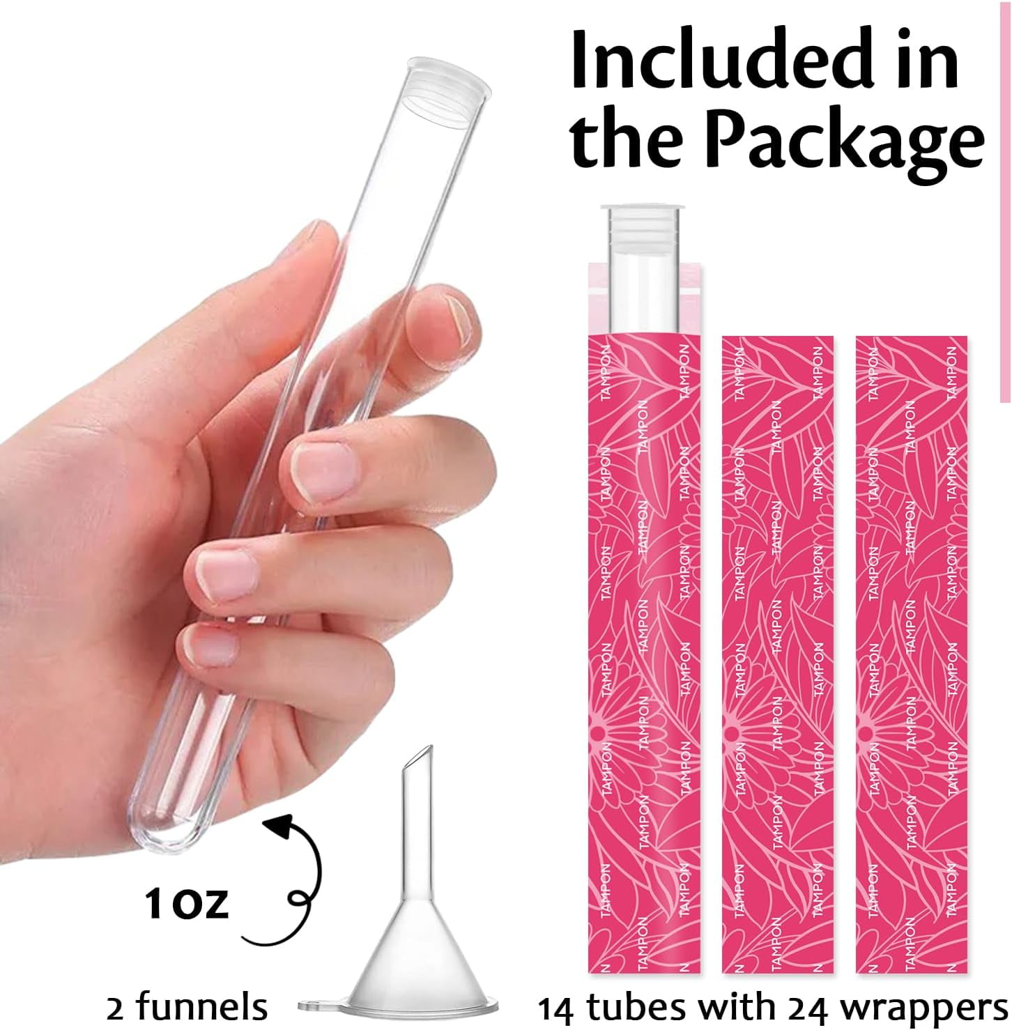 40 Pcs Tampon Flask Set,Includes 14 Pcs 1oz Reusable Plastic Tube ...
