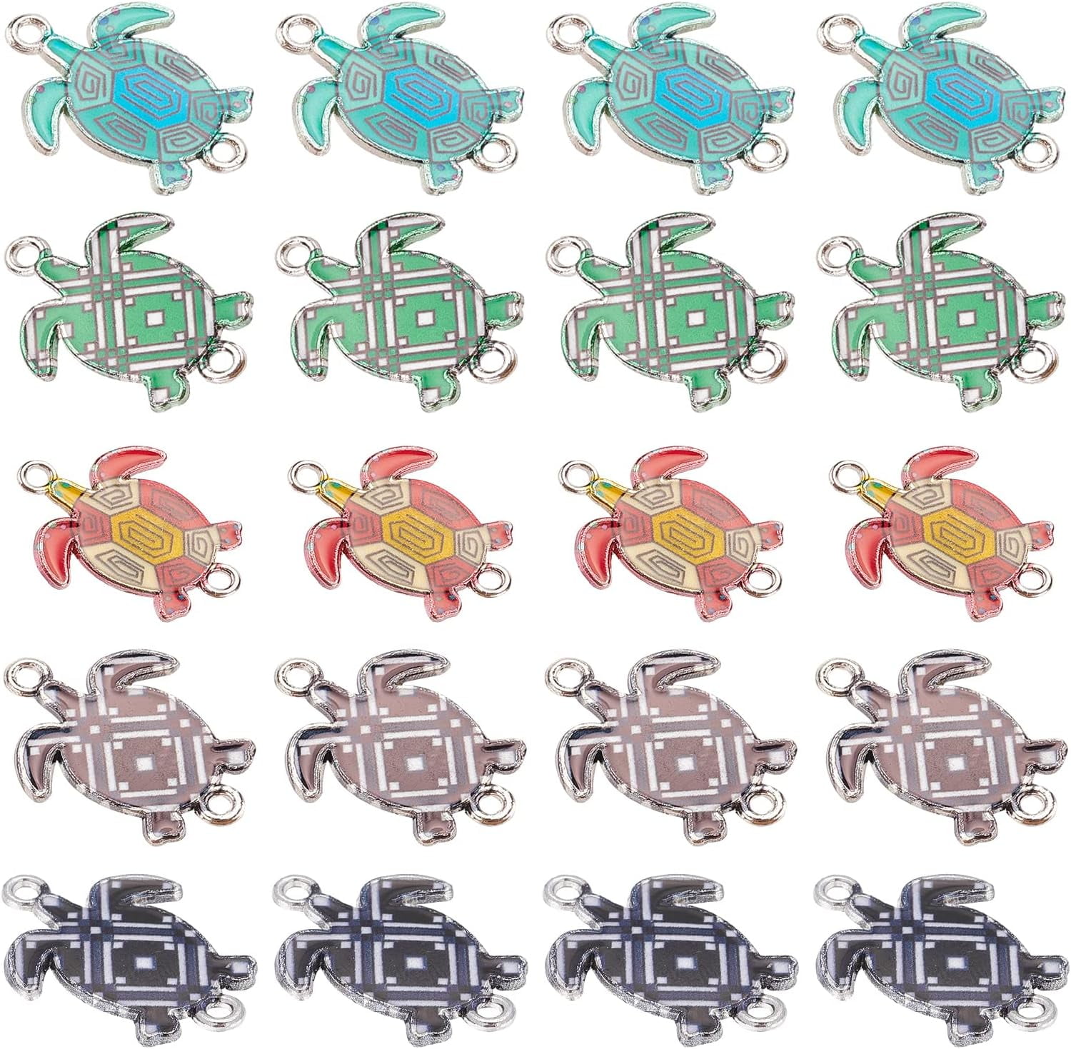 40 Pcs Tortoise Charms Link Connector Enamel Sea Turtle Pendant Links ...