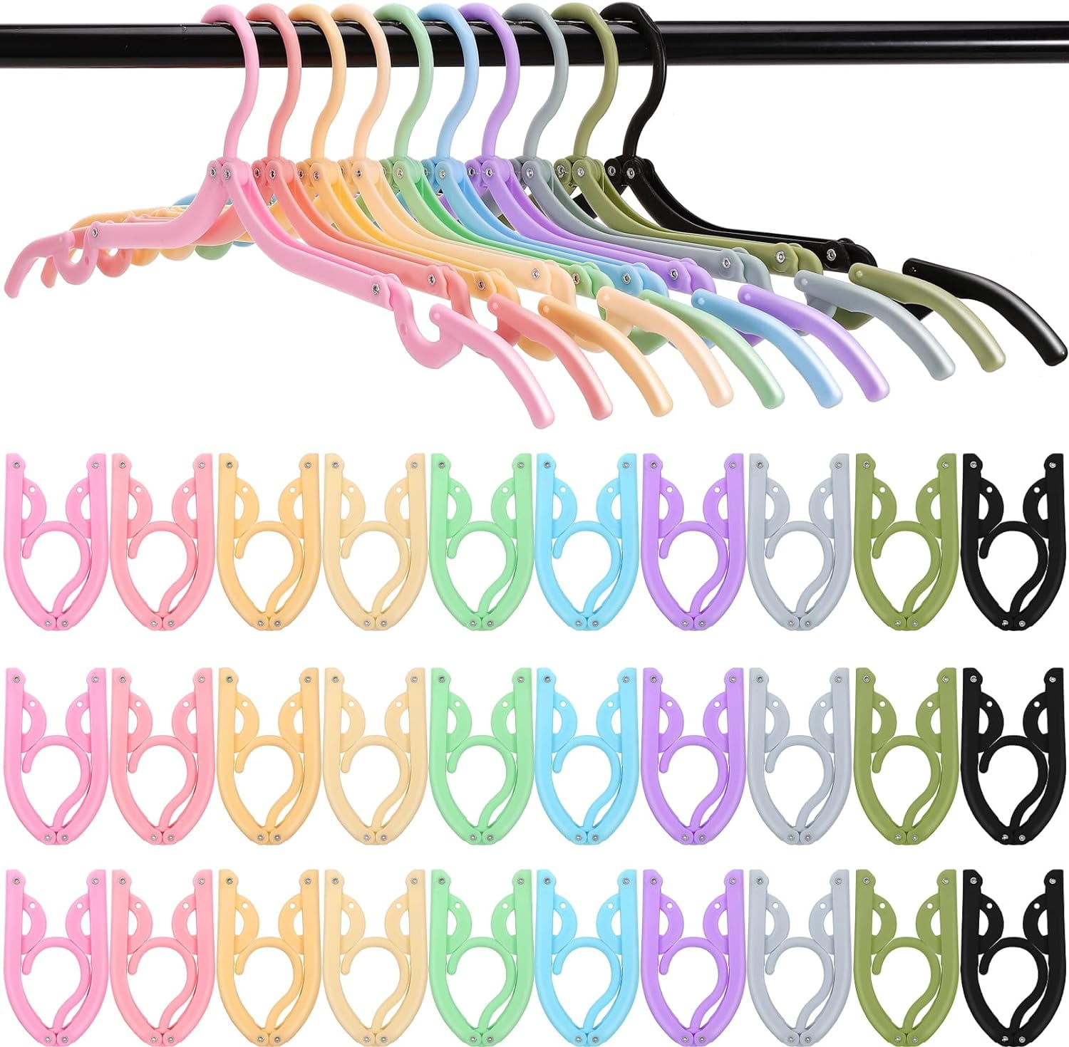 40 Pcs Travel Hangers Folding Hangers,Foldable Hangers for Traveling ...