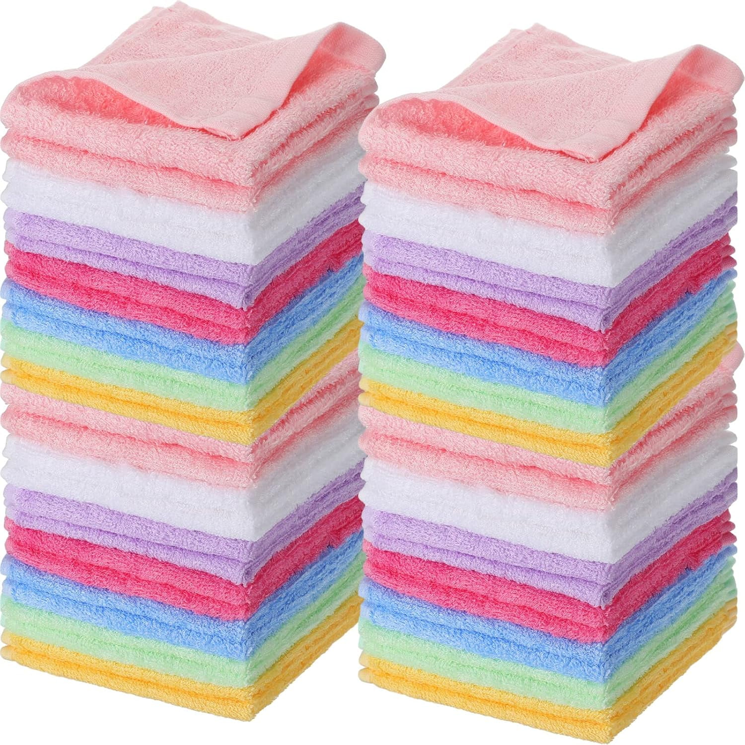 40 Pcs Wash Cloth Bulk Cotton Bath Hand Face Washcloths Soft Quick ...