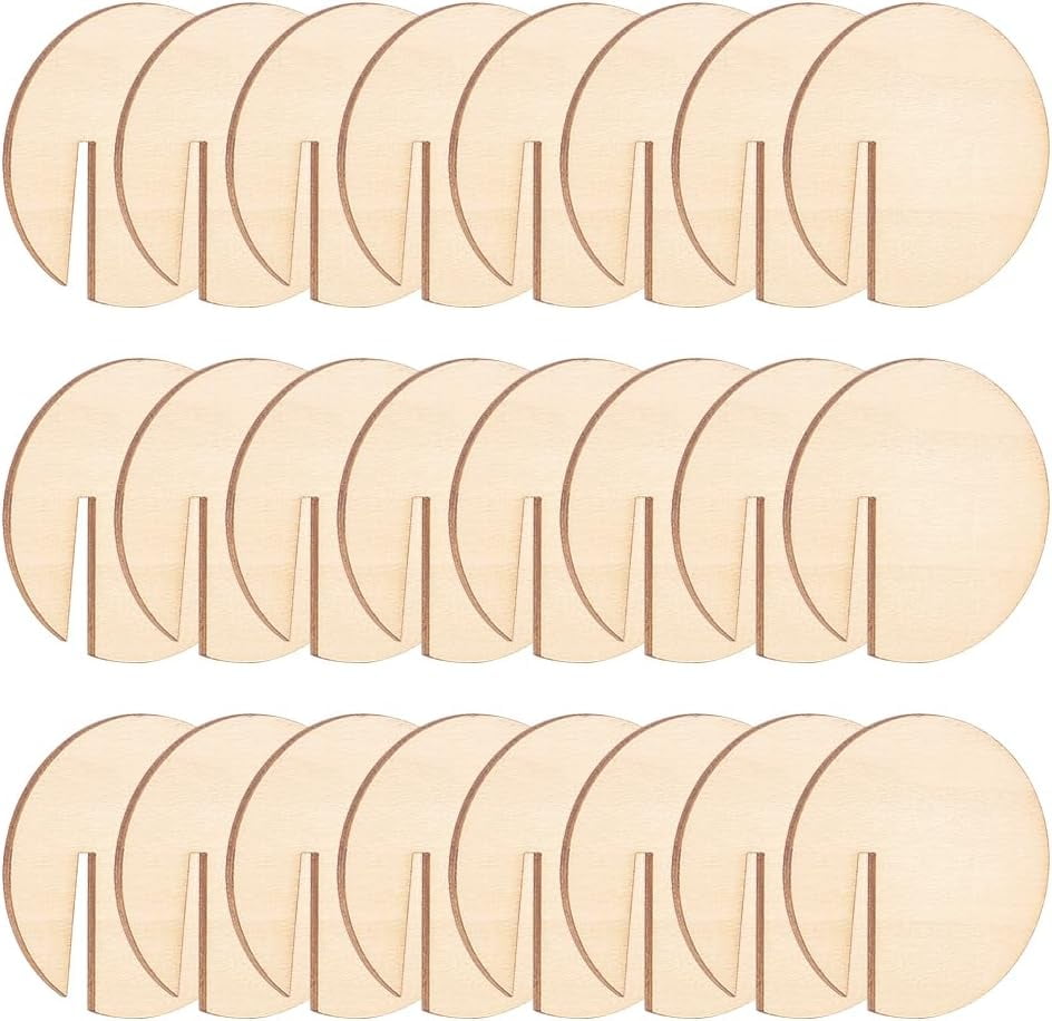 40 Pcs Wood Circle Drink Tags; Blank Wooden Name Place Card; Wooden ...