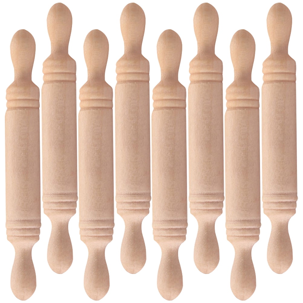 40 Pcs Wooden Tiny Rolling Pin Simulation Rolling Stick Wood Small ...