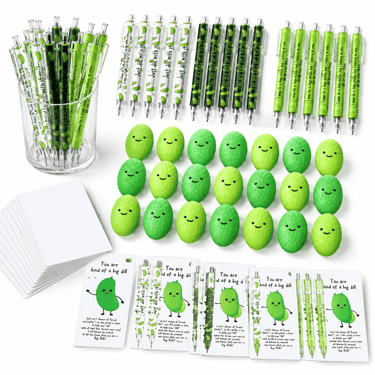 40-Pickle Ballpoint Pen Bulk Gift Set with Encouragement Cards ...