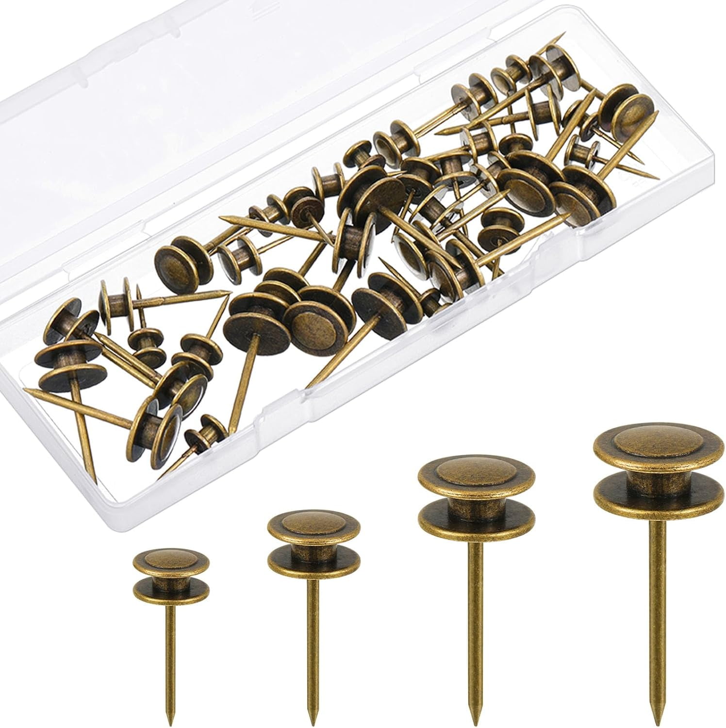 40 Piece Double Headed Picture Hangers Nails 4 Size Long Thumb Tacks ...