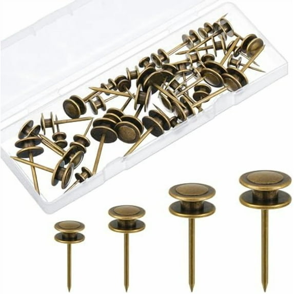 40 Piece Double Headed Picture Hangers Nails 4 Size Thumb Tacks for ...