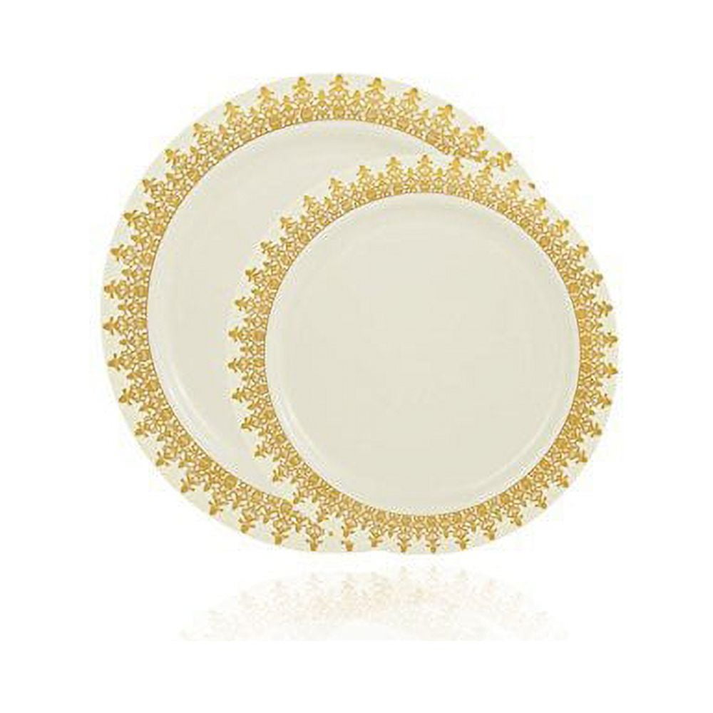 40 Piece Elegant Plastic Plates Set Fancy Disposable Plastic Dinnerware ...