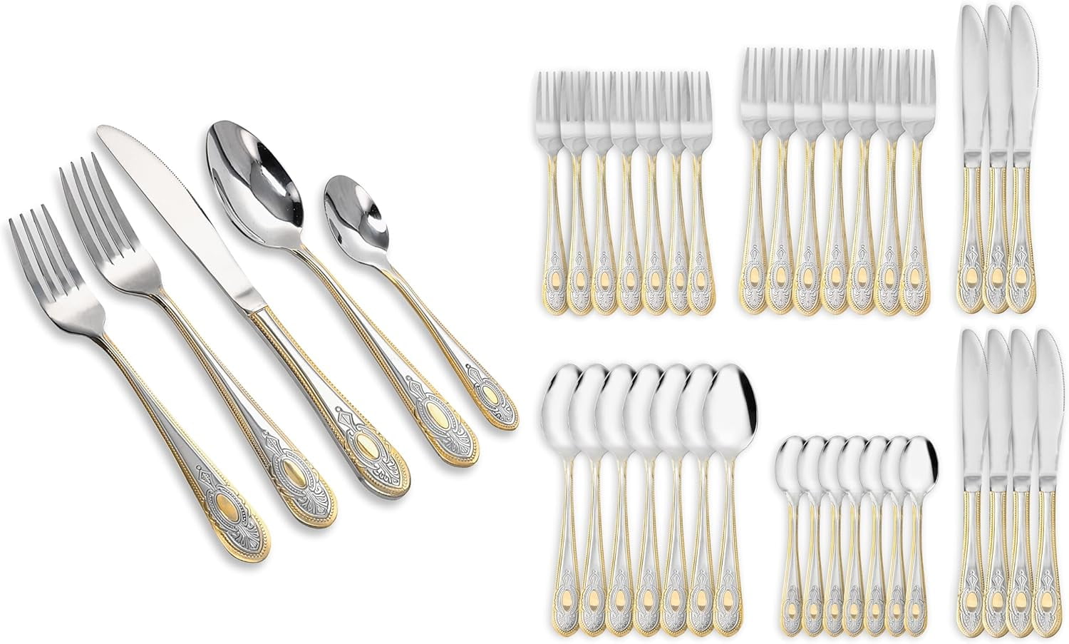 40 Piece Flatware Set - 18/10 Stainless Steel Silverware Set for 8 ...