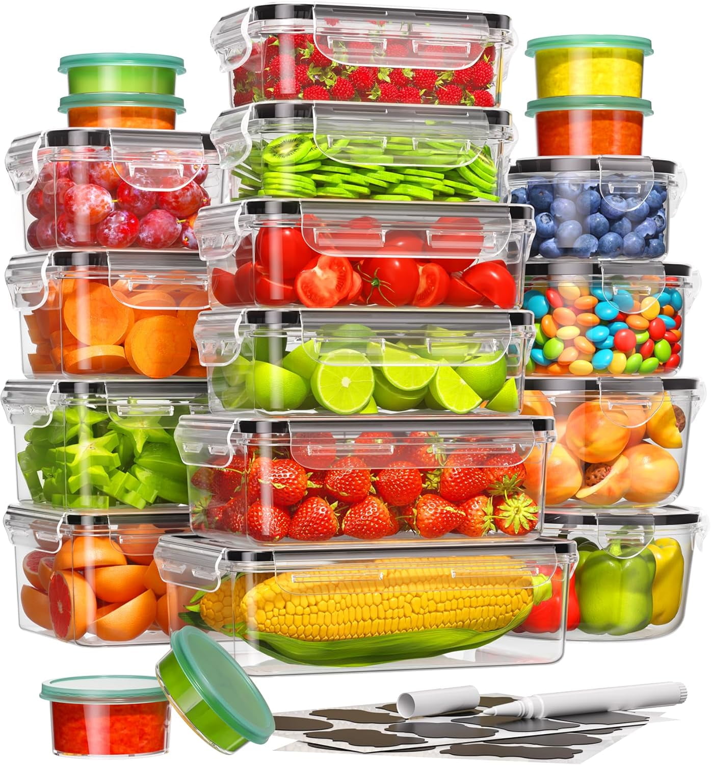 40 Piece Food Storage Containers with Lids(20 Containers & 20 Lids ...